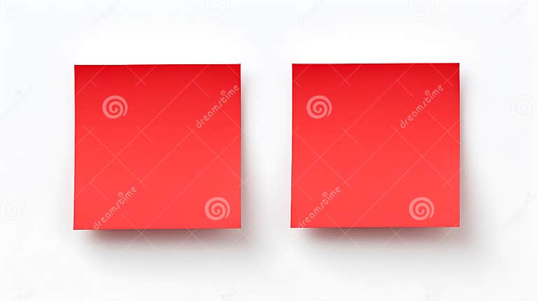 Two Red Square Paper Notes on a White Background. Brainstorming ...