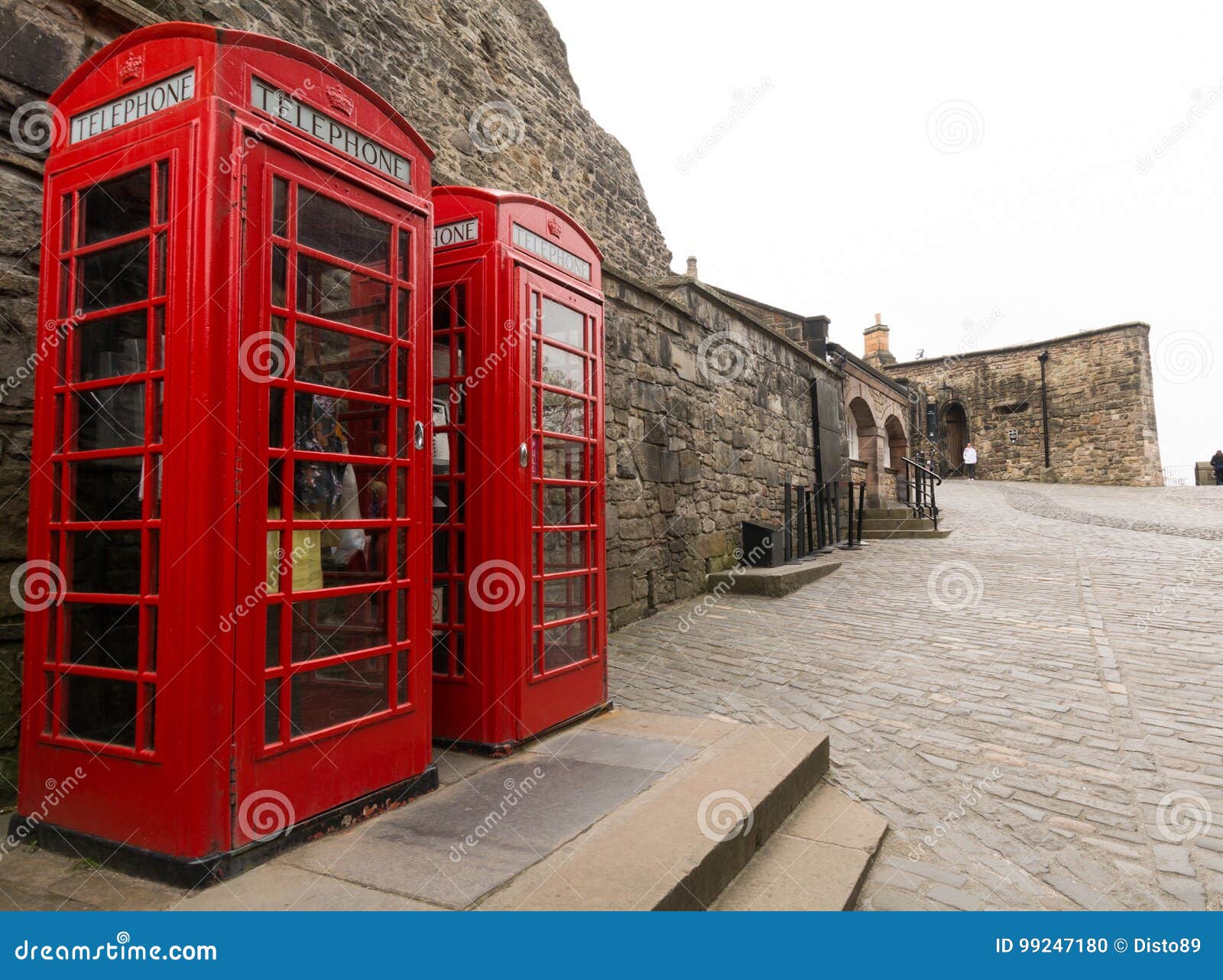 Two Red Telephone Boxes on Edinburgh Castle Stock Photo - Image of ...