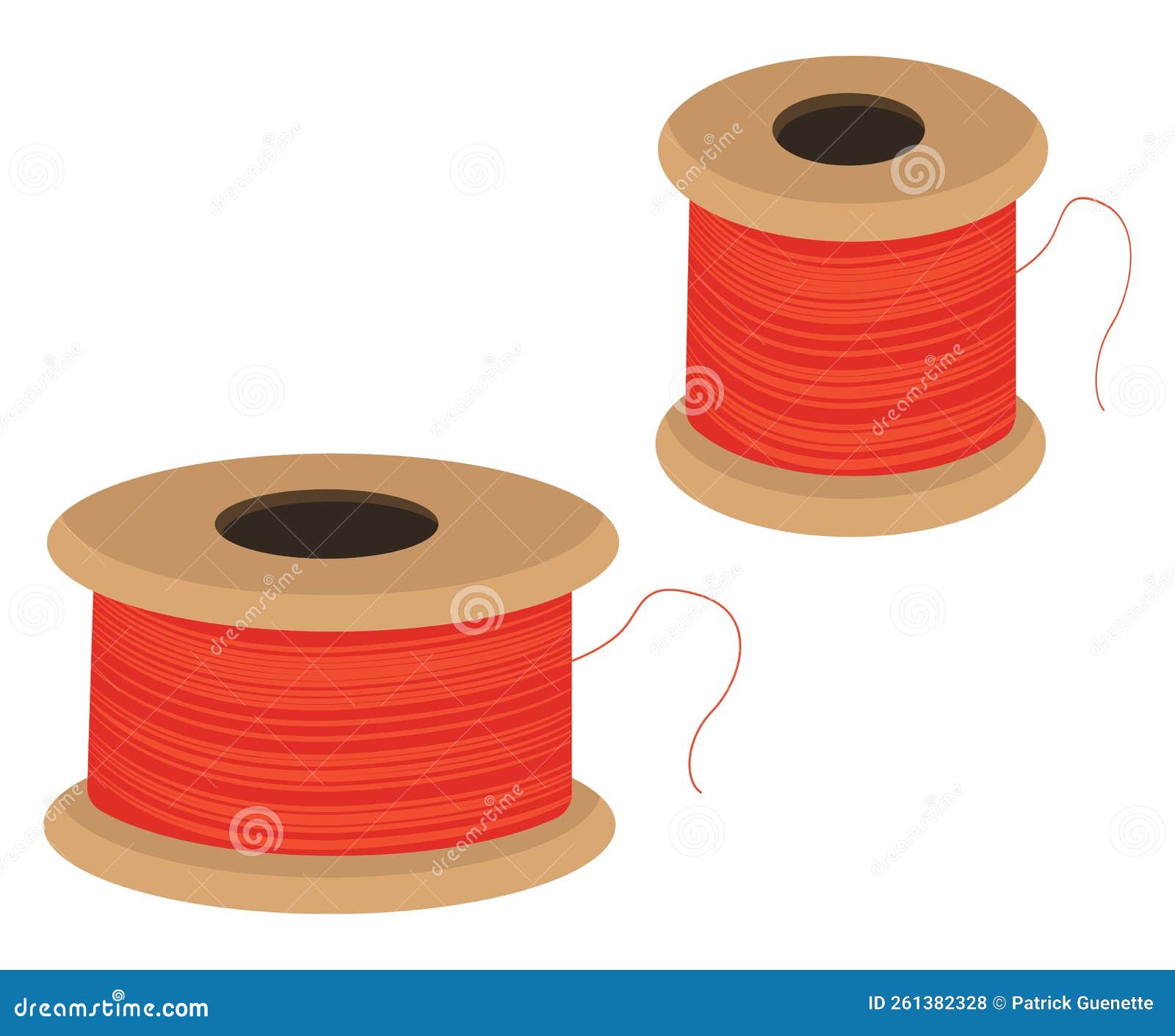 Two red threads, icon stock vector. Illustration of bobbin - 261382328