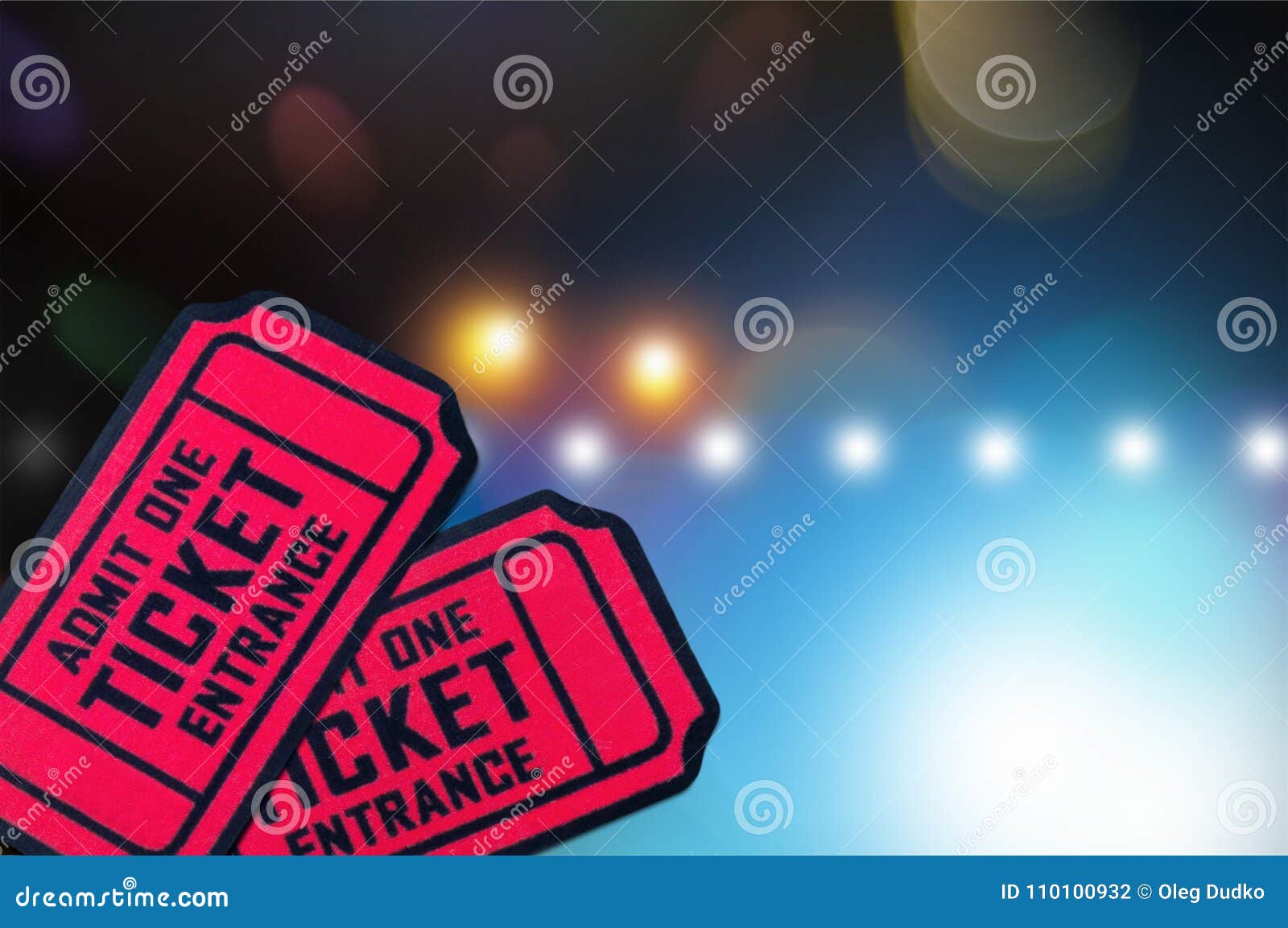 Two Red Tickets on Blurred Background Stock Photo - Image of cinema ...