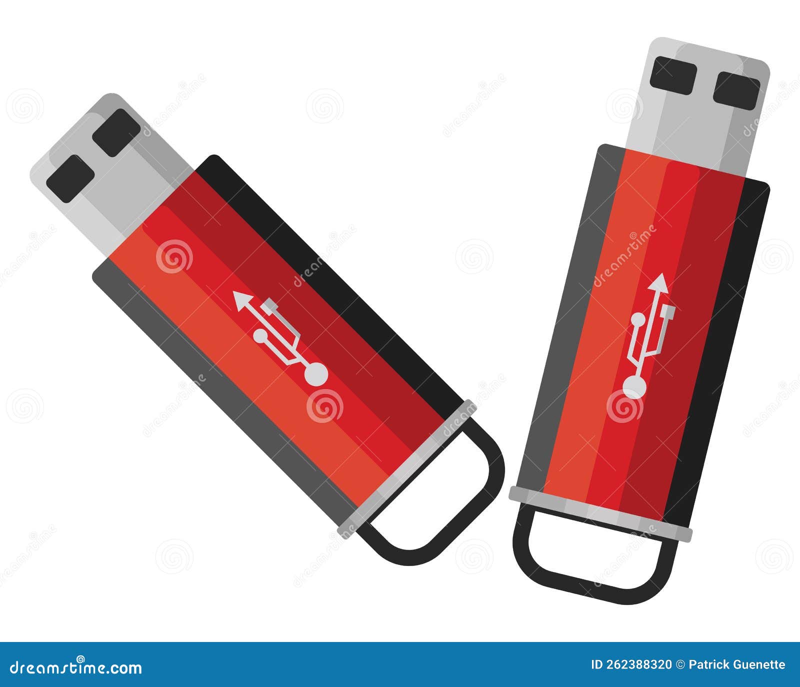 Two Red USB, icon stock vector. Illustration of design - 262388320