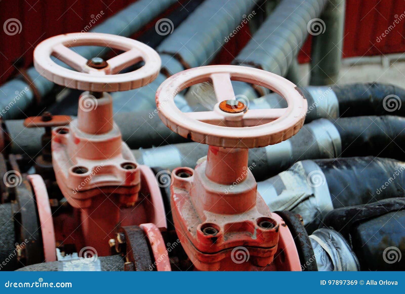 Two red valves stock image. Image of pump, engineering - 97897369