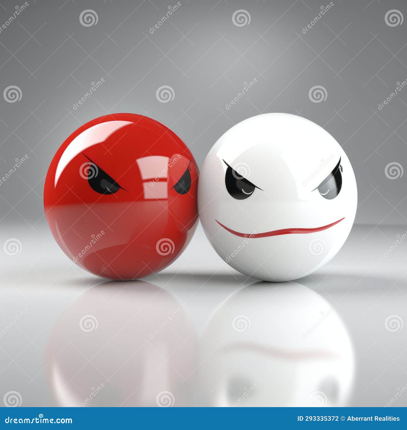 Two Red and White Balls with Angry Faces Stock Illustration ...