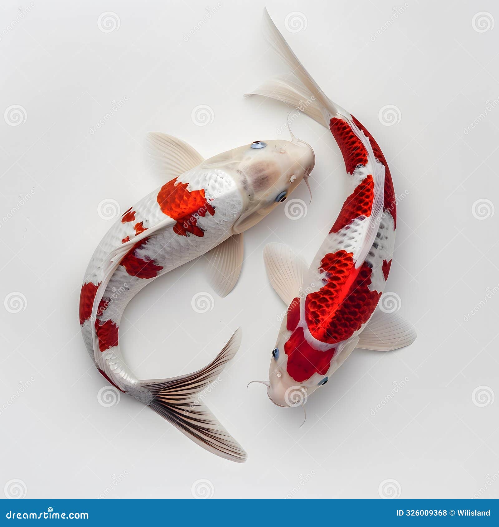 Two Red and White Koi Fish on White Background. Stock Illustration ...