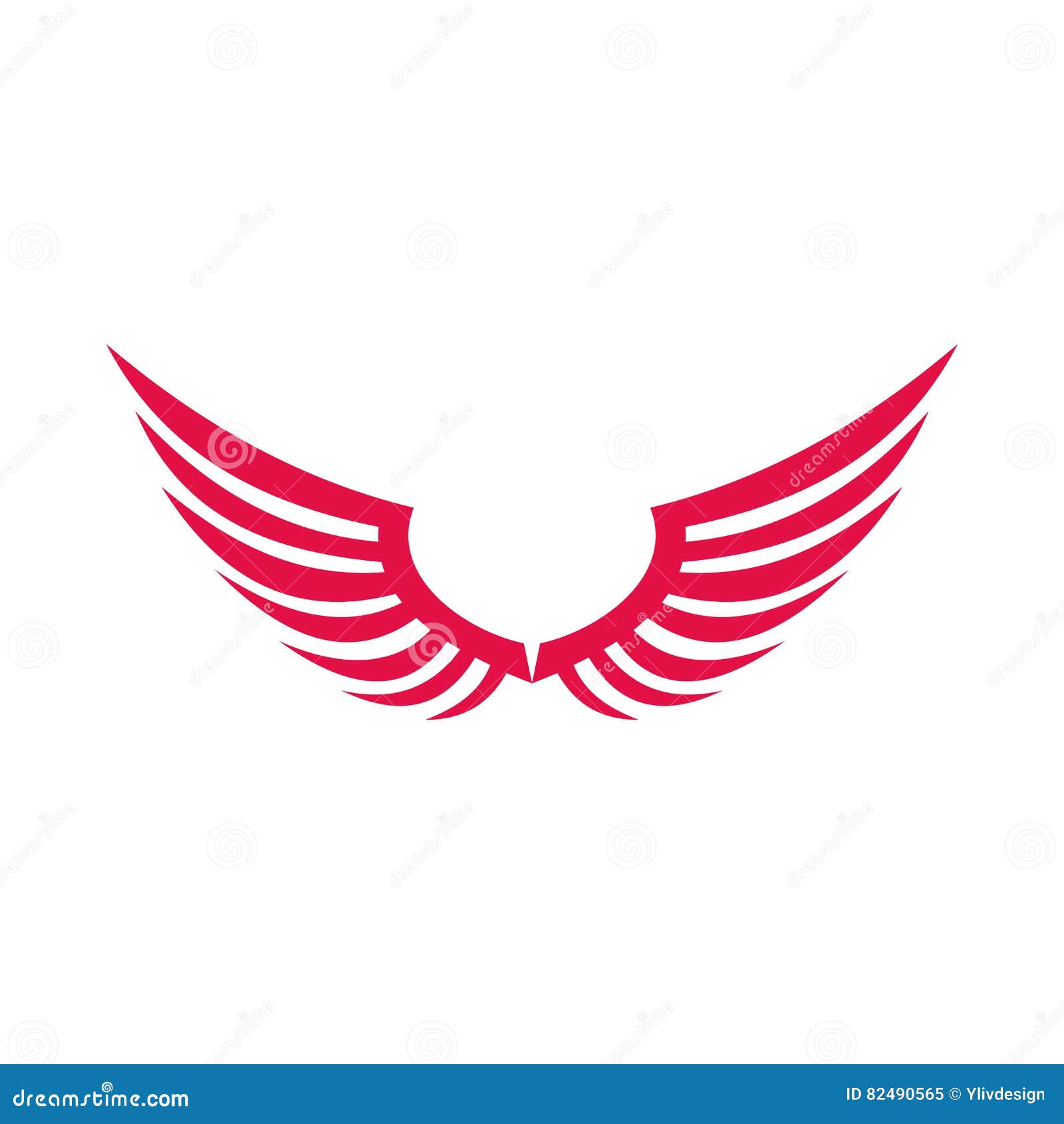 Two Red Wing Icon, Flat Style Stock Vector - Illustration of flying ...