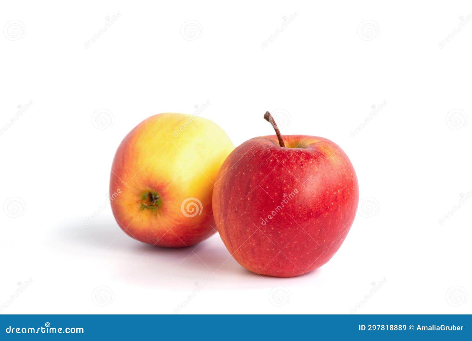 Two Red and Yellow Apples Isolated on White. Stock Image - Image of ...