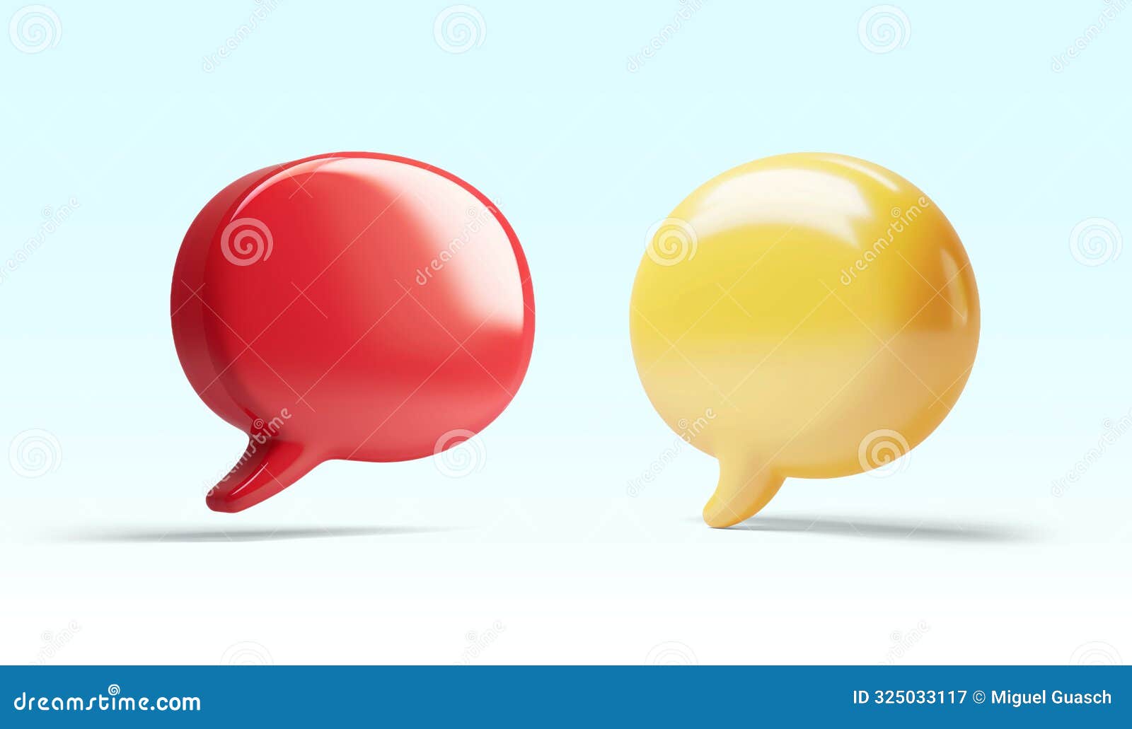 Two Red and Yellow Speech Bubbles, Isolated from White Background Stock ...
