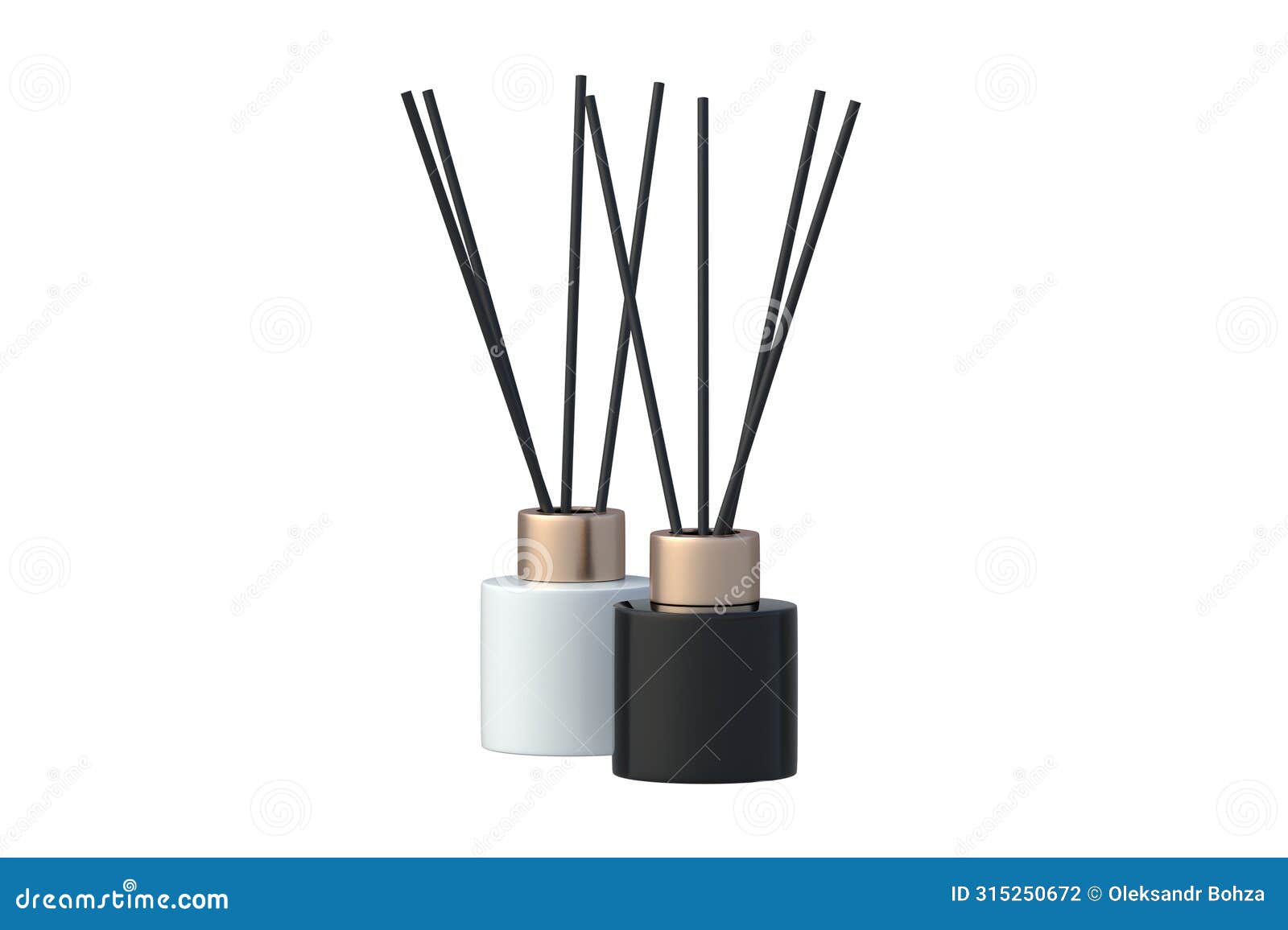 Two Reed Diffusers with Aroma Sticks Isolated on White Background Stock ...