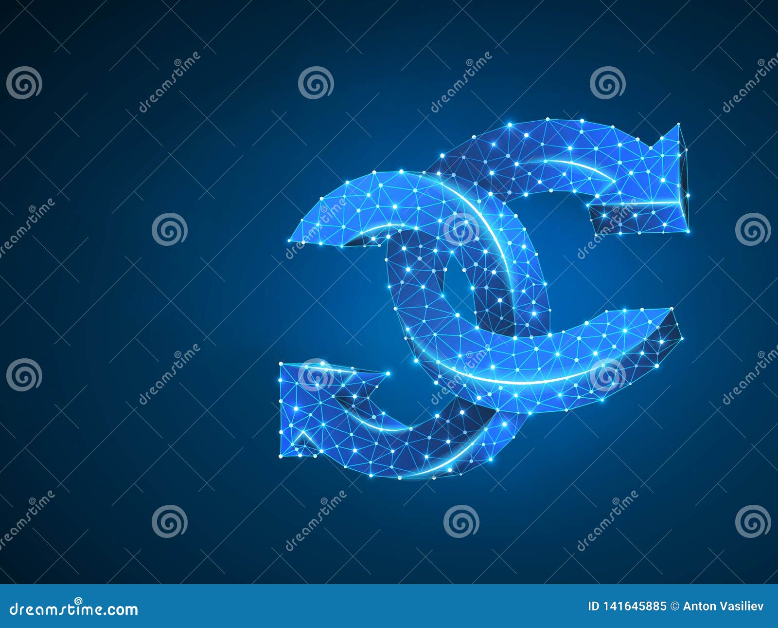 Two Refresh Circular Arrows Symbol. Wireframe Digital Abstract Vector ...