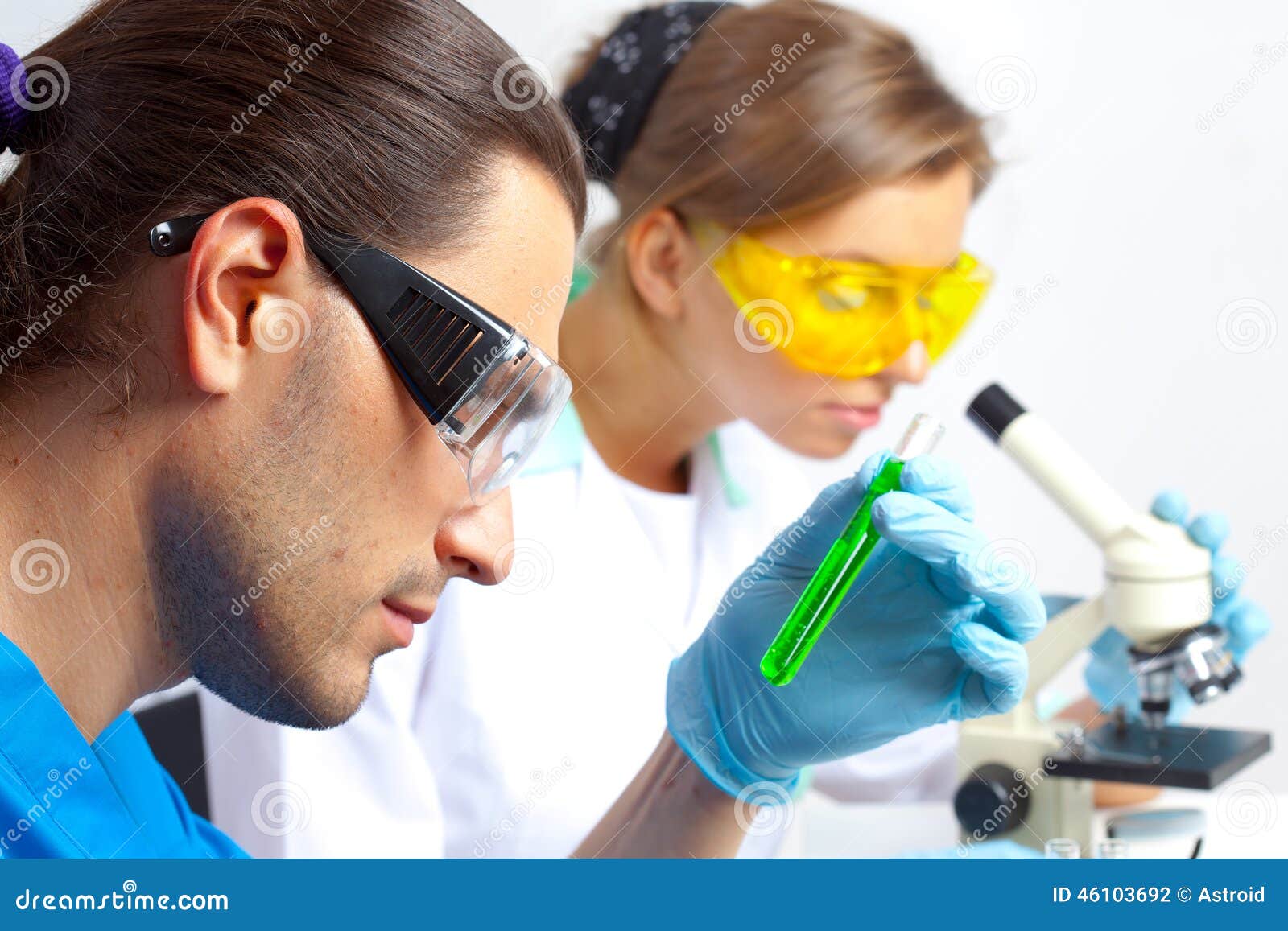 Two researchers in the lab stock photo. Image of research - 46103692