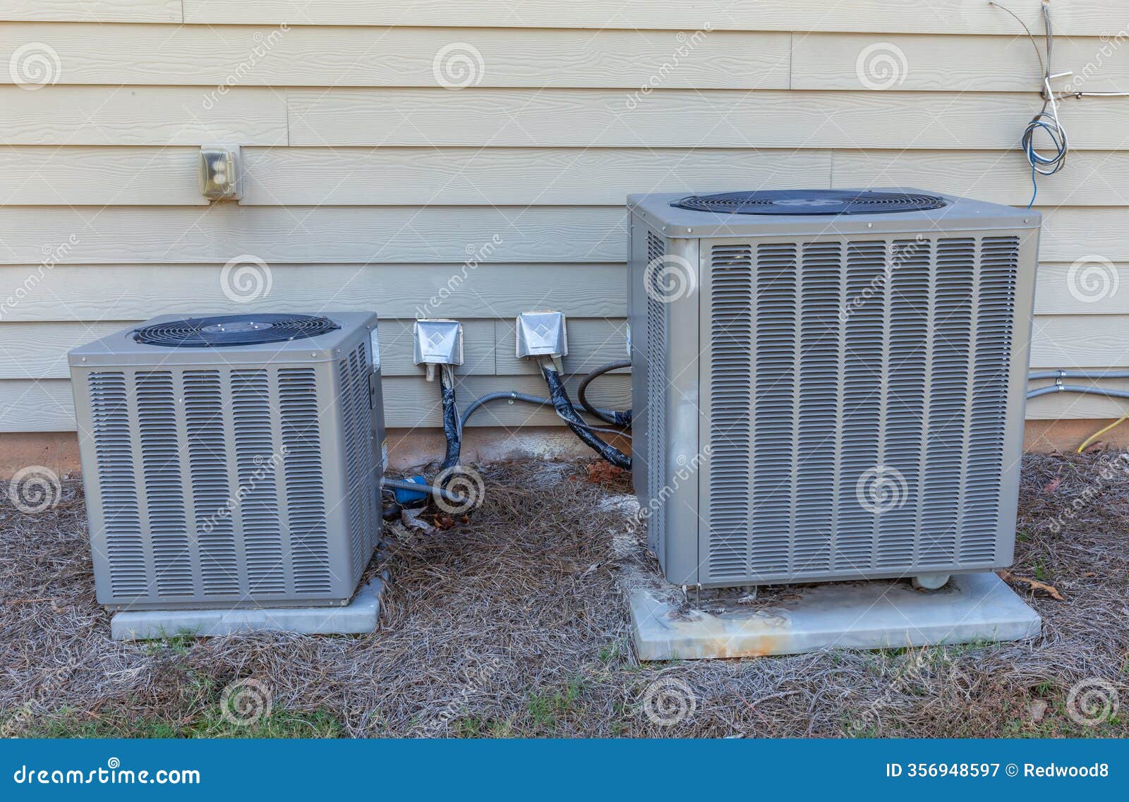 Two Residential Air Conditioning Compressor Units Stock Image - Image ...