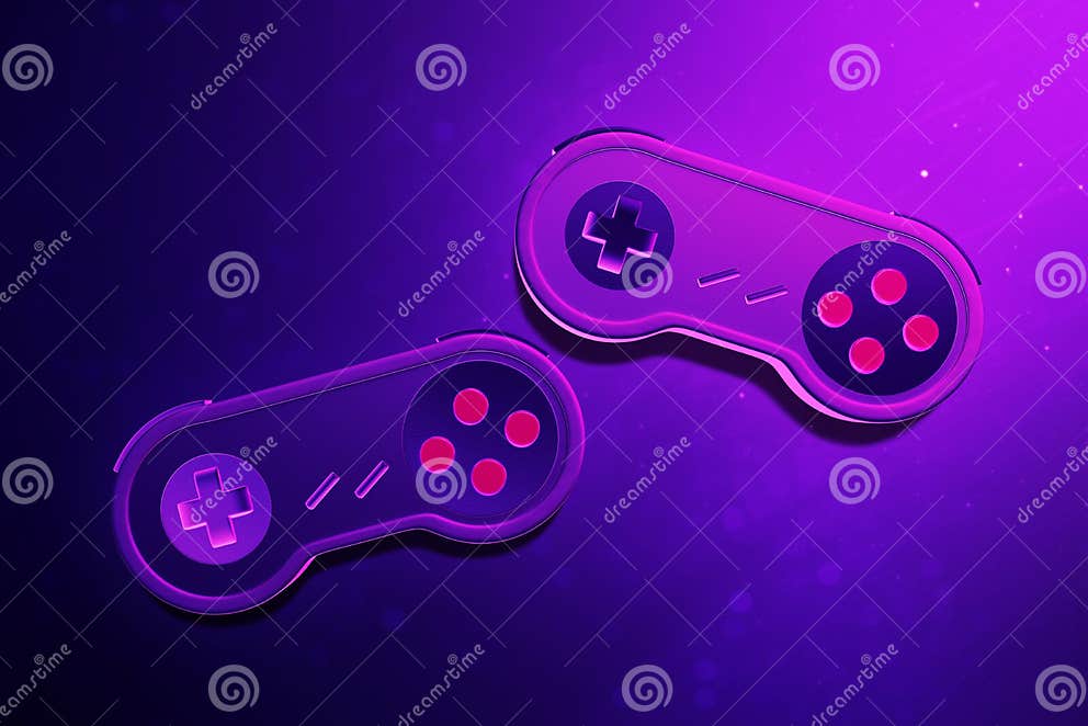 Two Retro Game Controllers on 3d Illustrations Stock Illustration ...