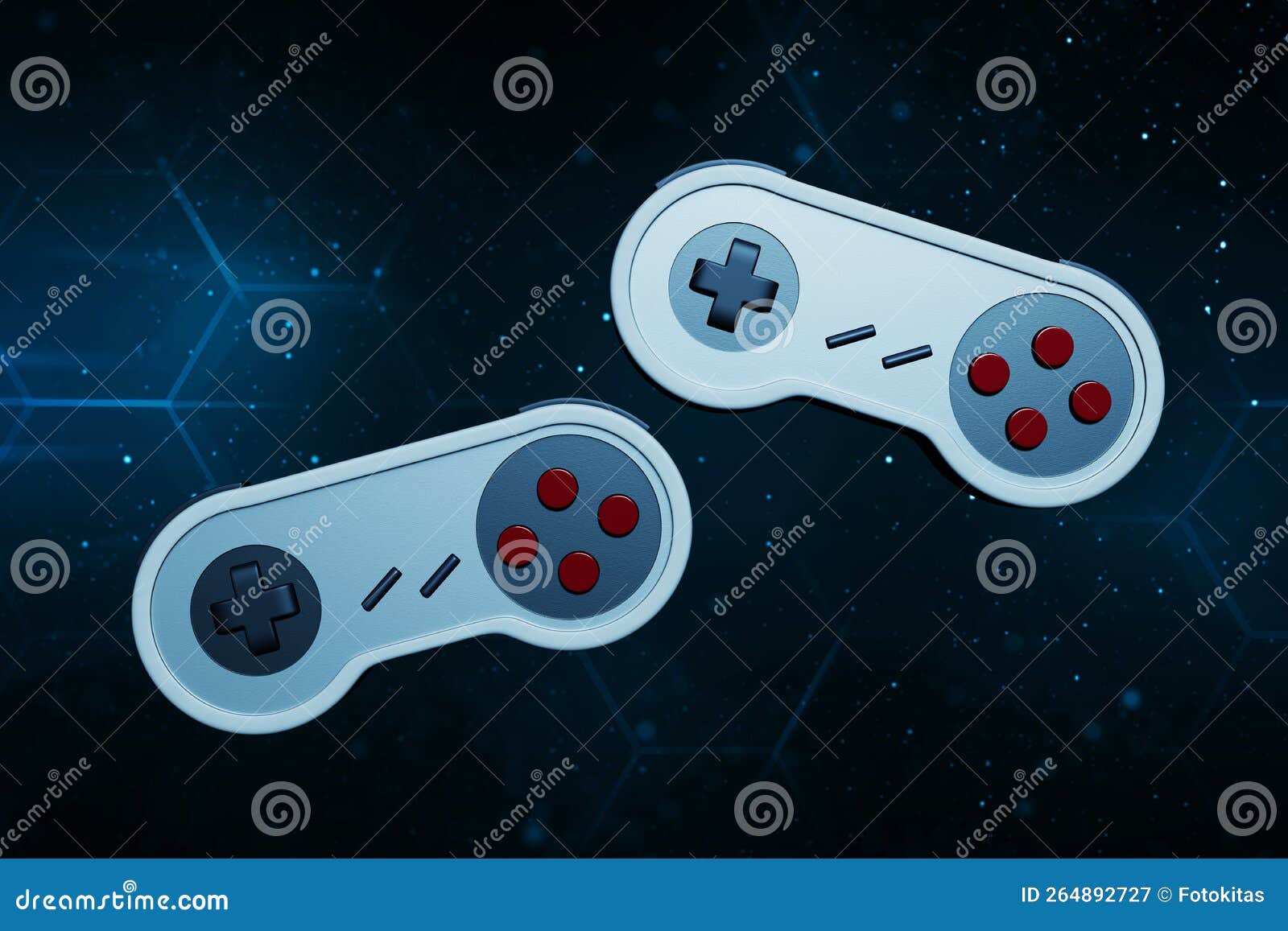 Two Retro Game Controllers 3d Illustrations Stock Illustration ...