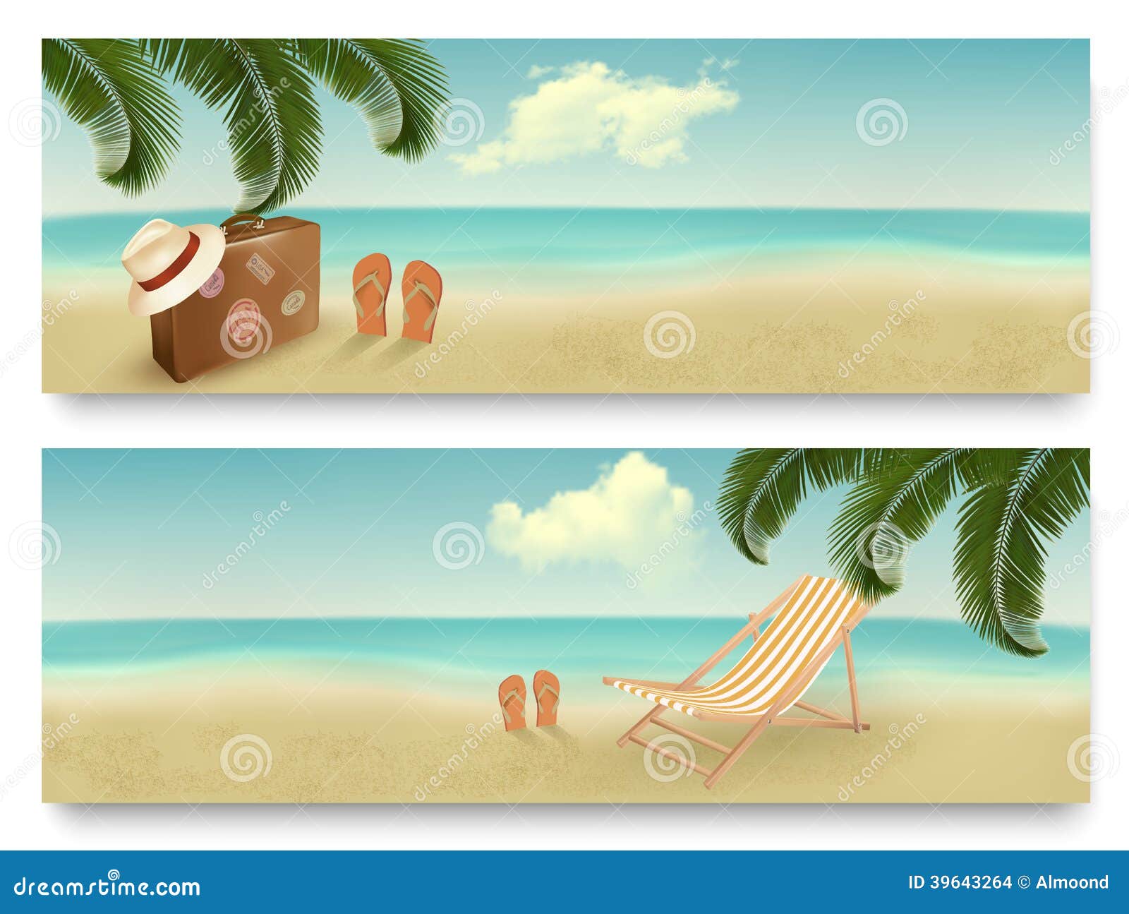 Two Retro Summer Vacation Banners. Stock Vector - Illustration of ...