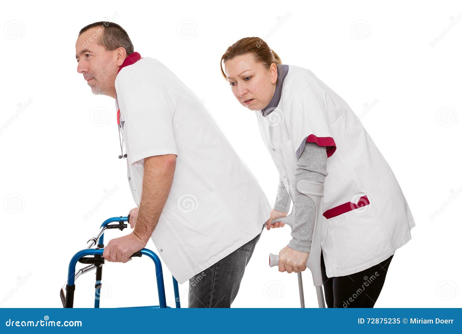 Two Revised Nurses are Limping Stock Image - Image of hospital, medical ...