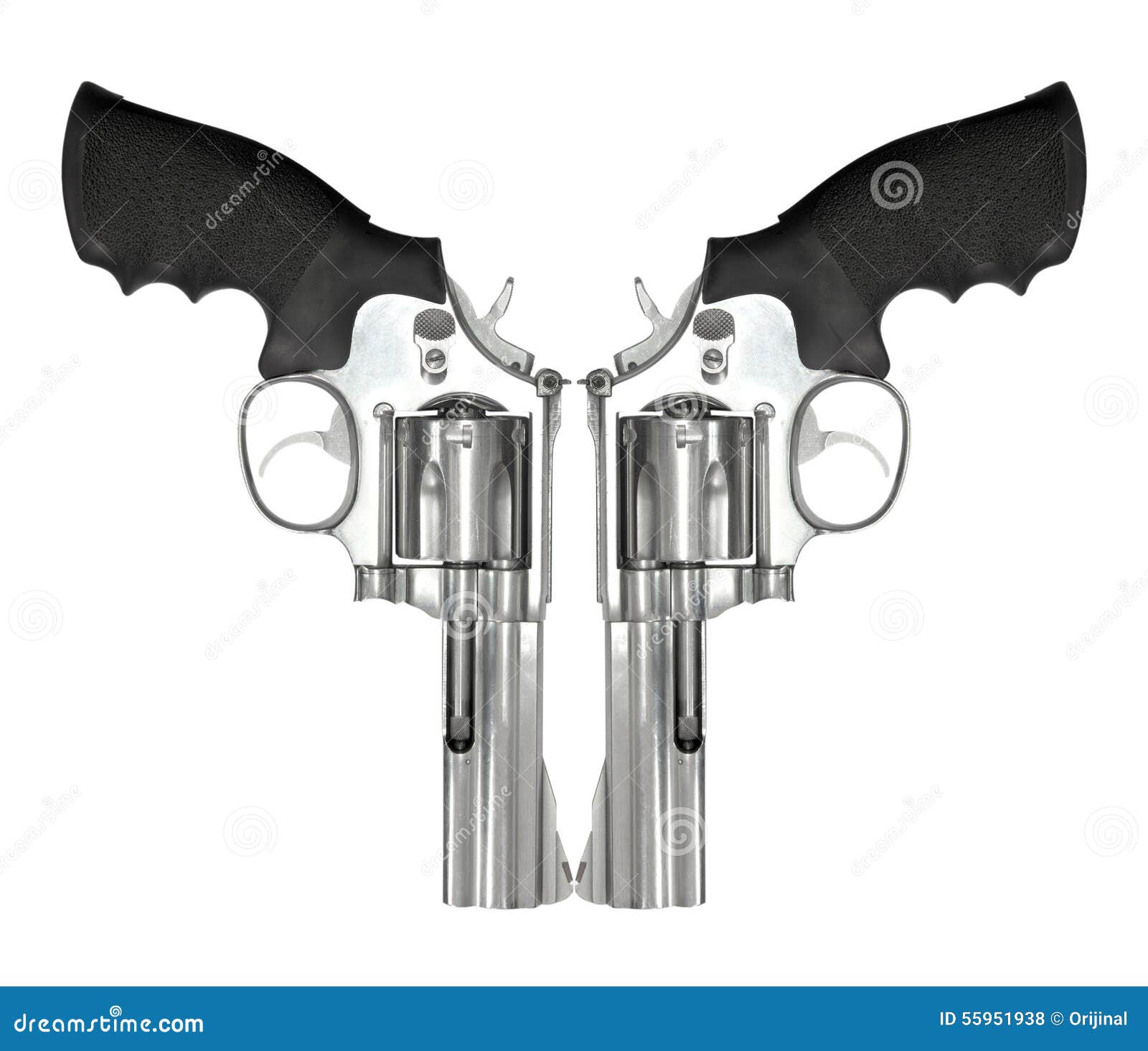 Two Revolvers Isolated on White Background Stock Illustration ...