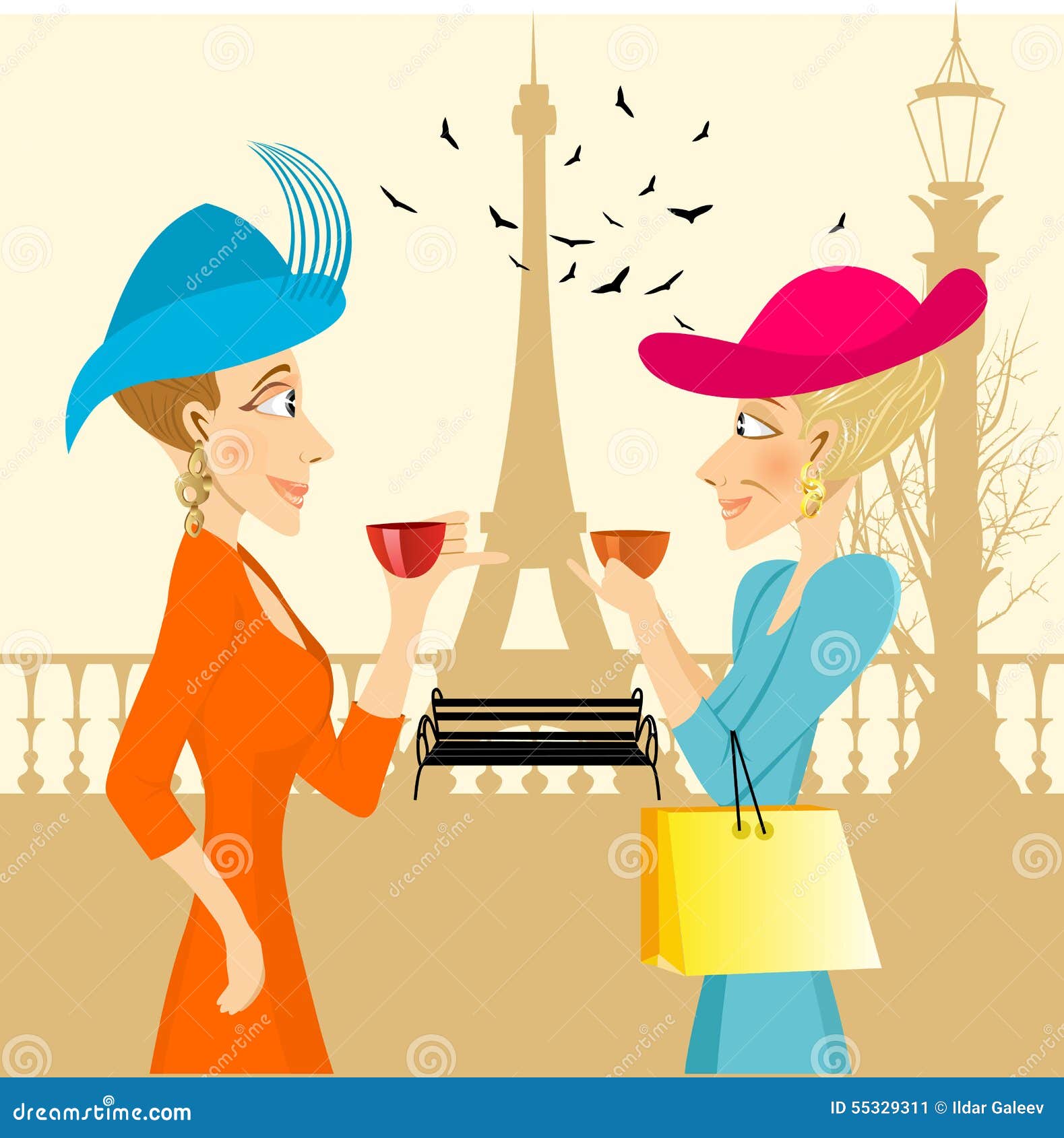 Two Rich Women Looking at Each Other Stock Vector - Illustration of ...