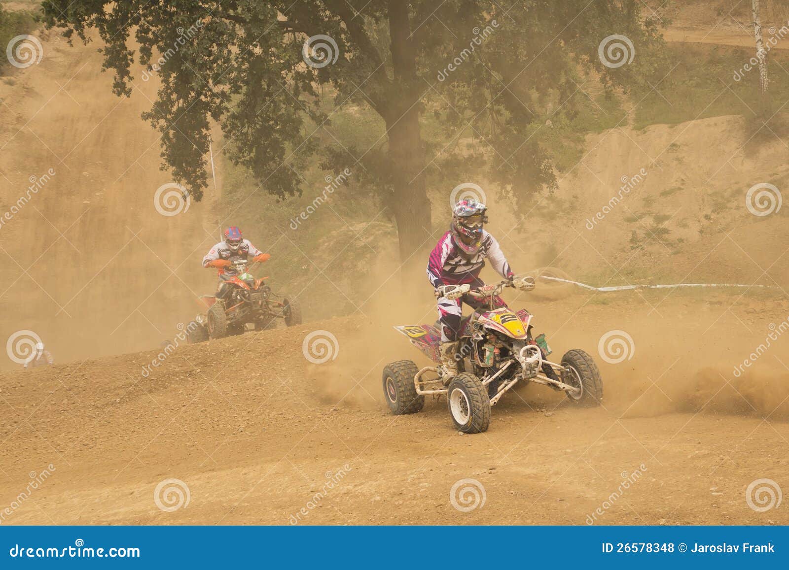 Two riders in a quad race editorial stock photo. Image of freedom ...
