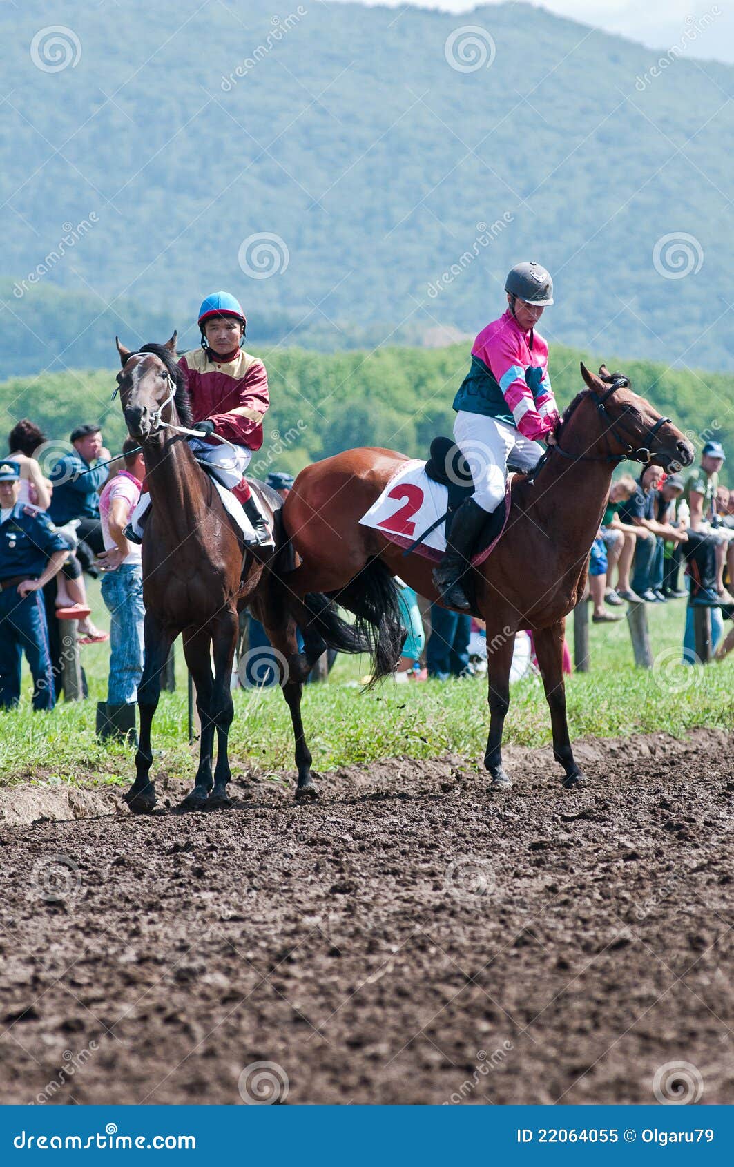 Two Riders on Thoroughbred Horse before the Start Editorial Image ...
