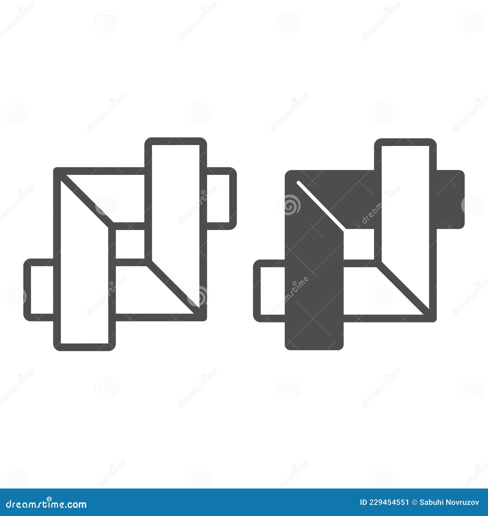 Two Right Angle Rulers Line and Solid Icon, Stationery Concept ...
