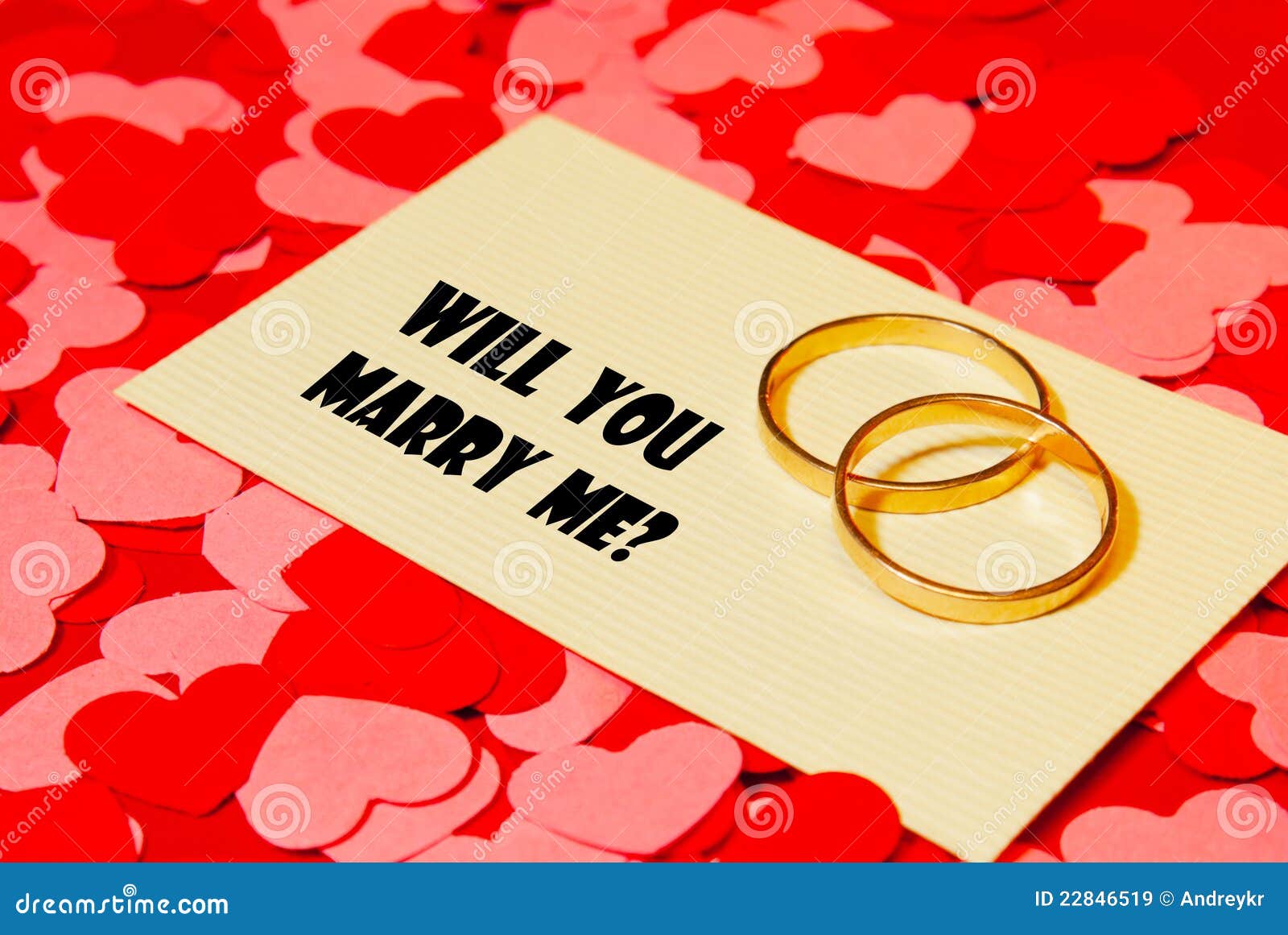 Two Rings and a Card with Marriage Proposal Stock Image - Image of ...