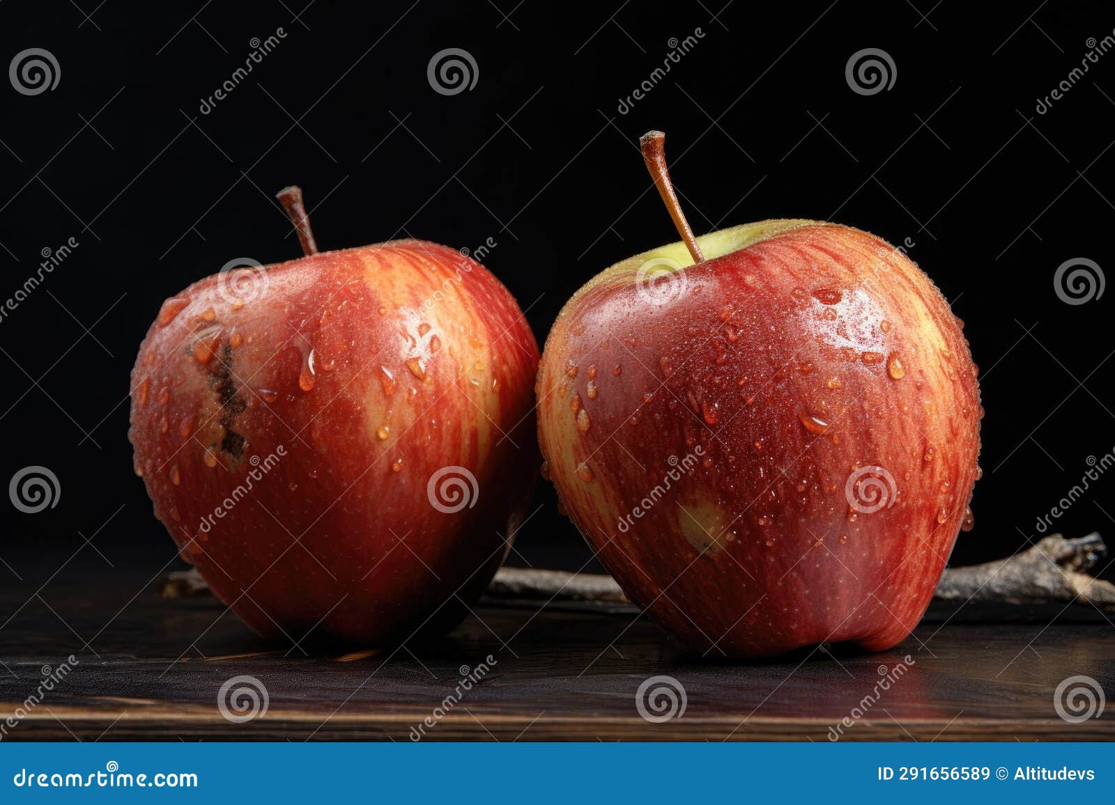 Two Ripe Apples with Visible Bite Marks on Them Stock Image - Image of ...