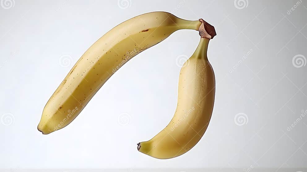 Two Ripe Bananas in Mid-air on a Light Backdrop Stock Image - Image of ...