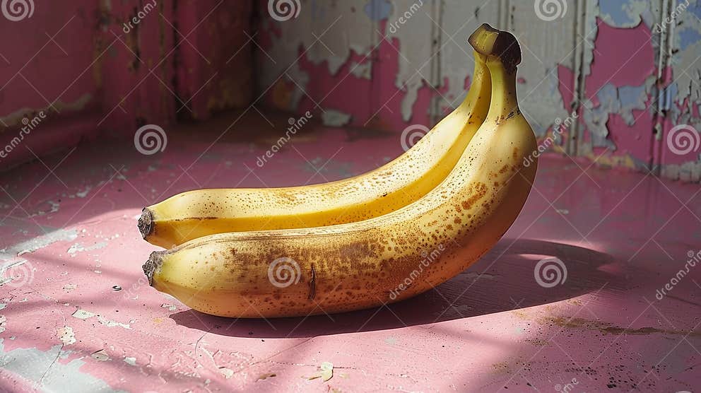 Two Ripe Bananas on a Pink Surface Stock Image - Image of vegan, pink ...
