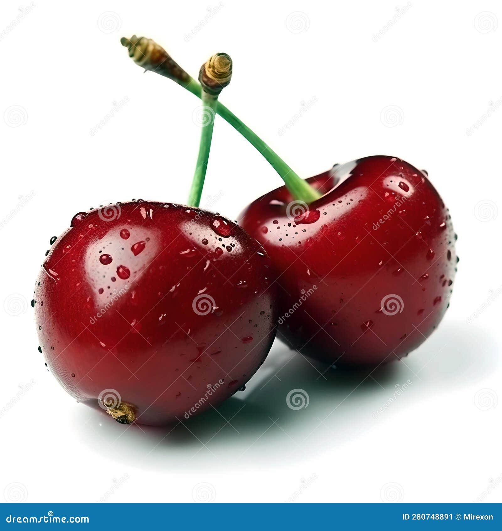 Two Ripe Cherries on a White Background Stock Illustration ...