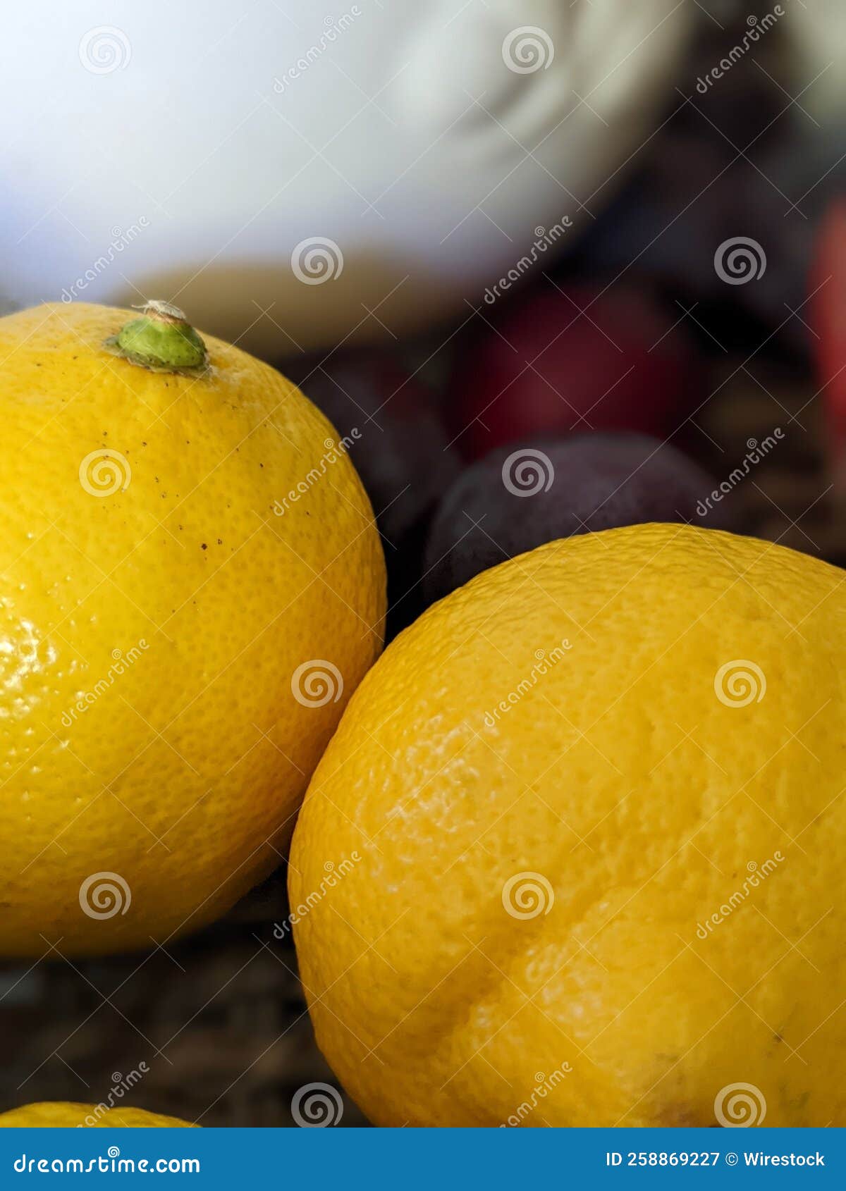 Two, Ripe Lemons on the Table, Close-up, Vertical Stock Image - Image ...