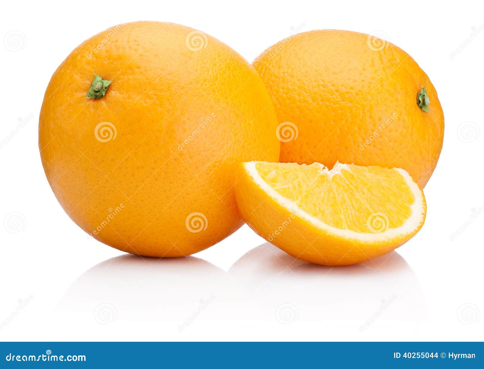 Two Ripe Oranges Fruit and Slice Isolated on White Stock Photo - Image ...