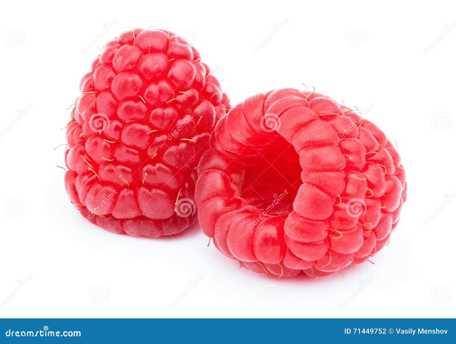 Two Ripe Raspberries Isolated Stock Photo - Image of food, healthy ...