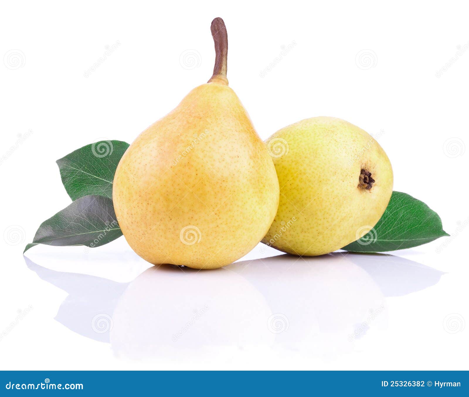 Two Ripe Yellow Pears with Leaves Stock Photo - Image of leaf, leaves ...