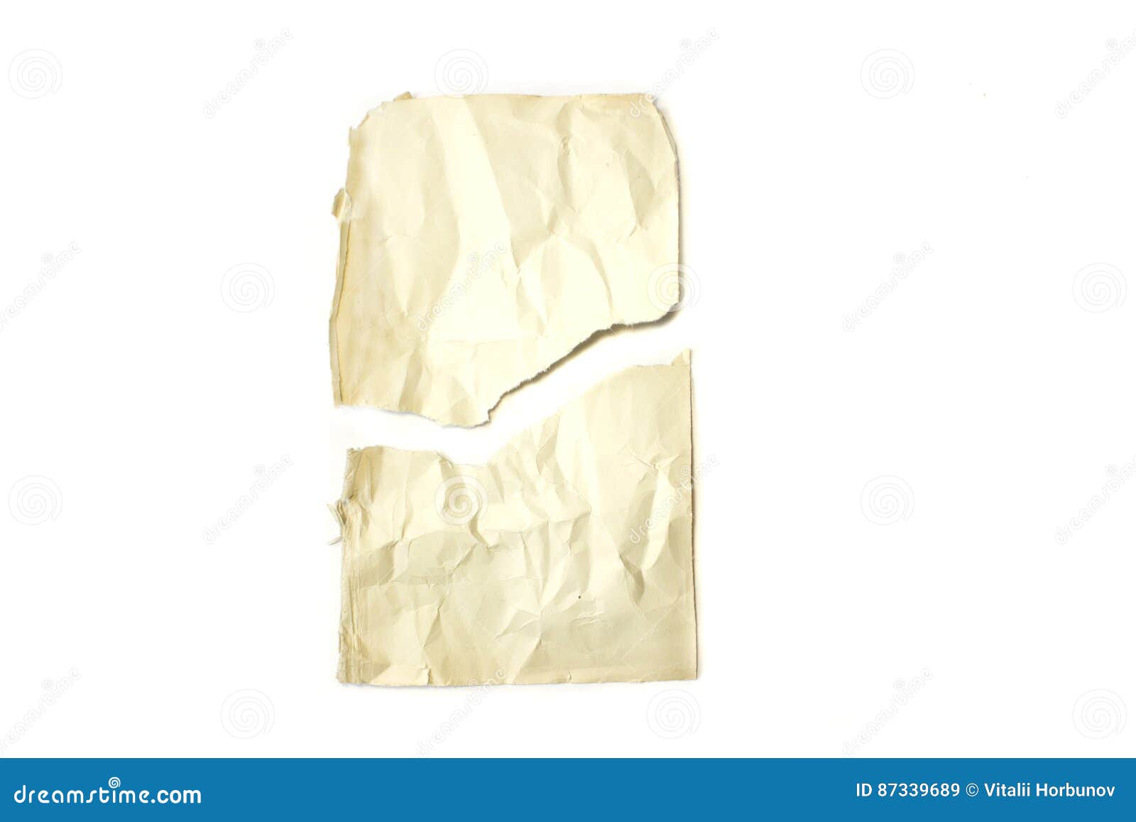 Two Ripped Pieces of Paper Isolated on White Background Stock Image ...