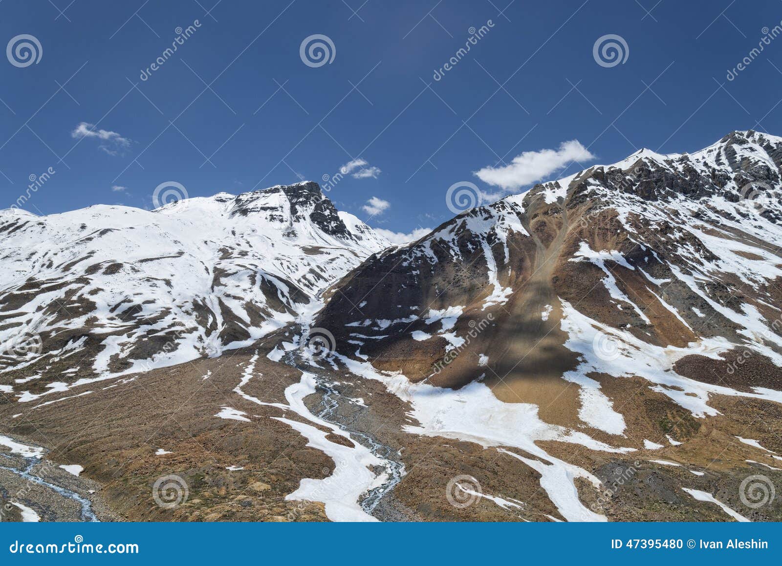 Two Rivers Flowing from Snowy Mountains Stock Photo - Image of high ...