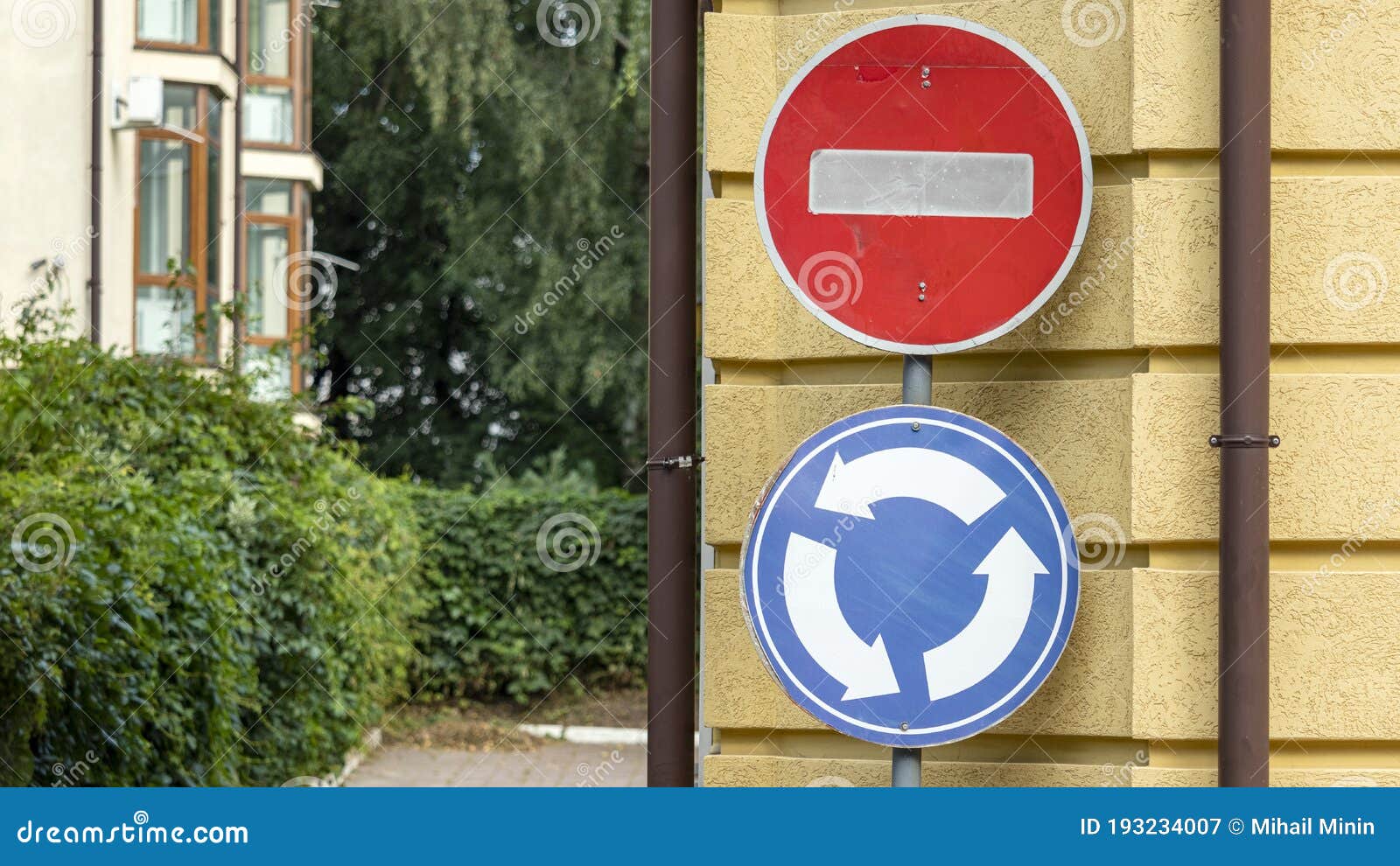 Two Road Signs on the Building Stock Image - Image of beautifully, path ...