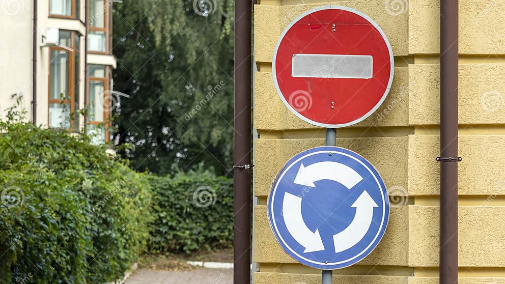 Two Road Signs on the Building Stock Image - Image of beautifully, path ...