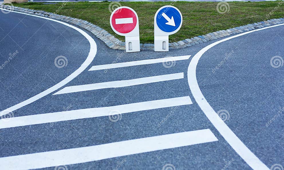 Two road signs on a fork stock image. Image of obligation - 68686365