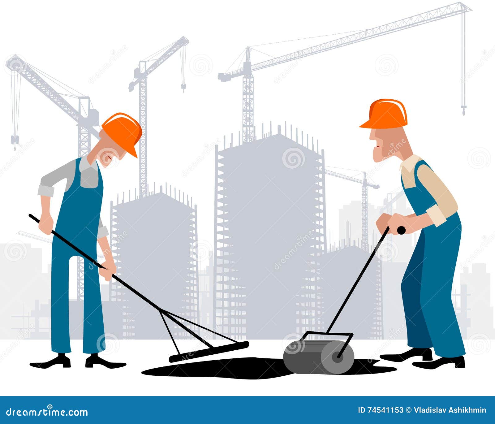 Two road workers stock vector. Illustration of rink, asphalt - 74541153