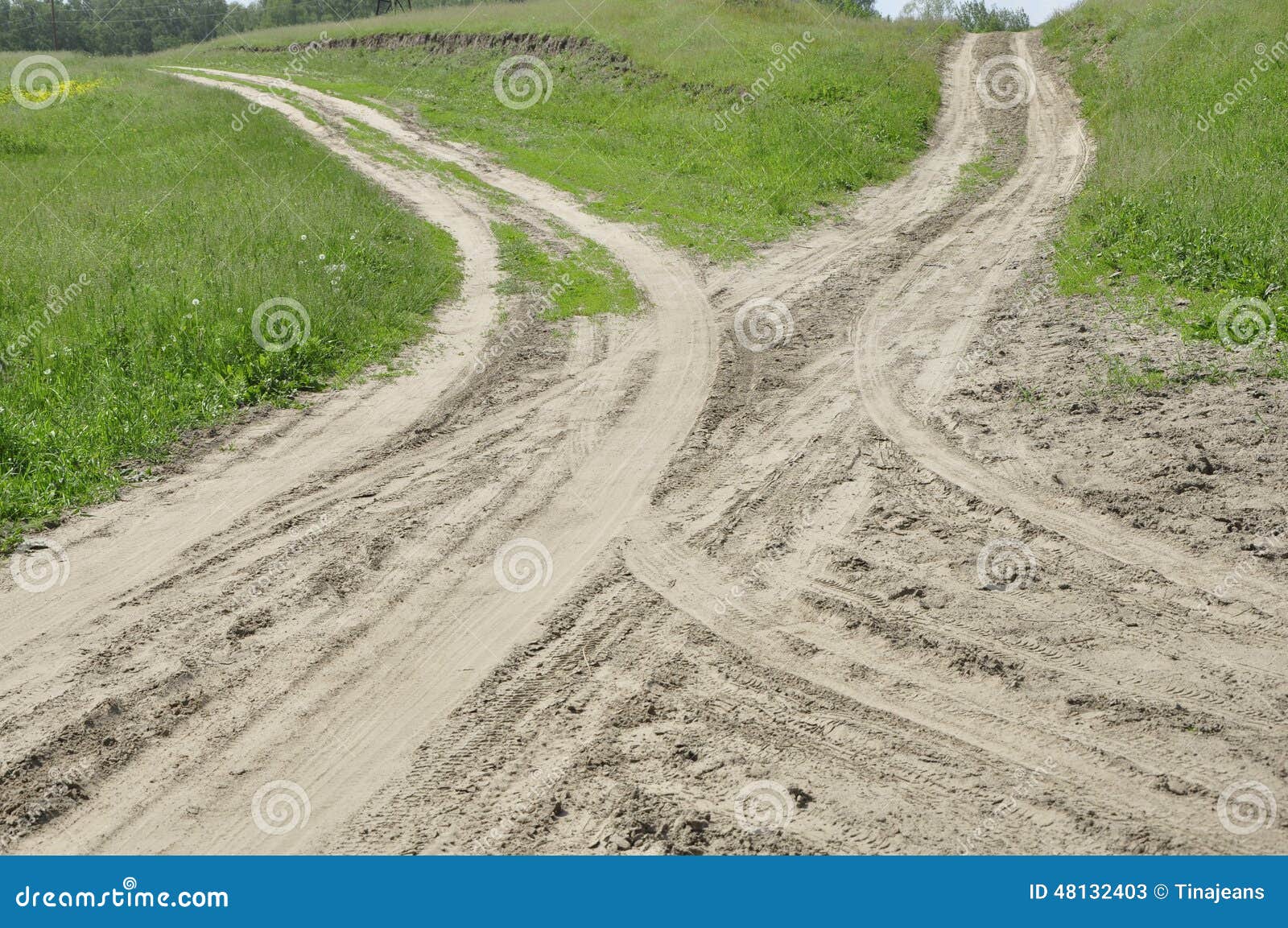 Two roads. stock image. Image of summer, roads, dirt - 48132403