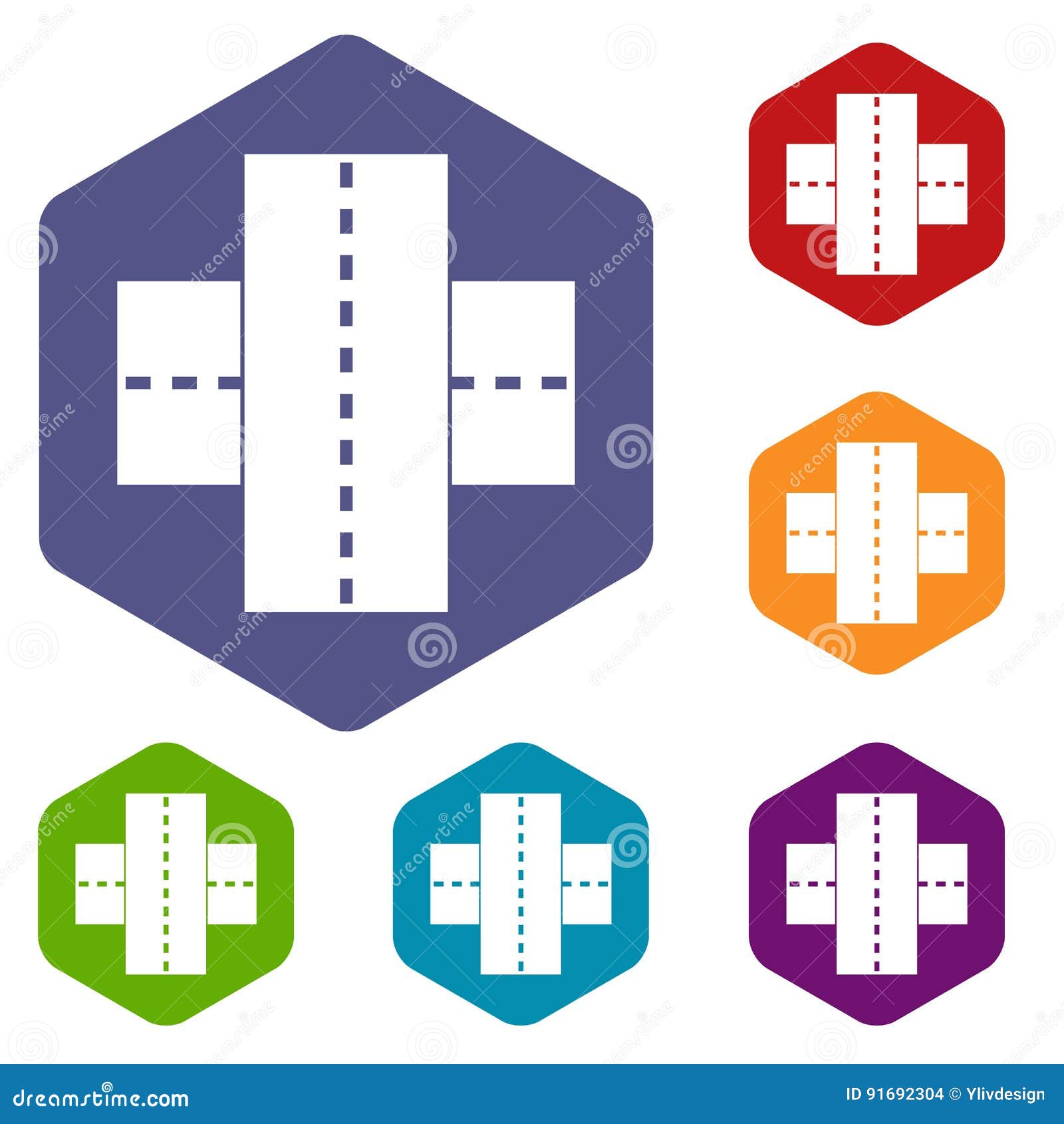 Two Roads Icons Set Hexagon Stock Vector - Illustration of street, icon ...