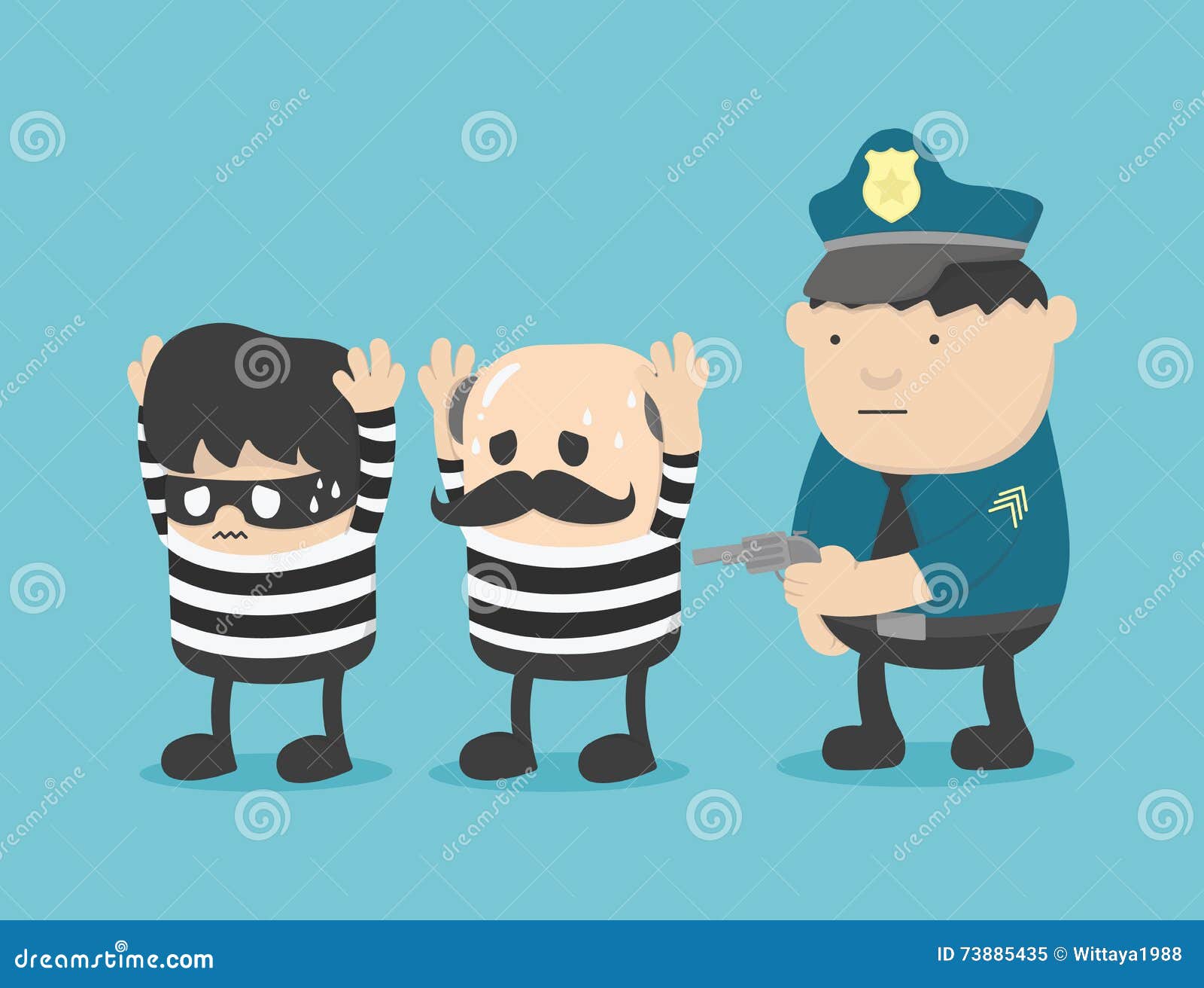 Two Robbers Arrested by Police Stock Vector - Illustration of caucasian ...