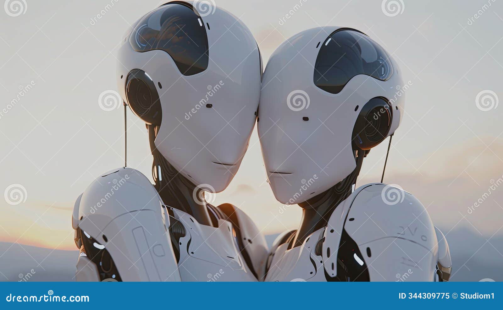 Two Robot Cyborgs Hugging Each Other. Robots Having Feelings and ...