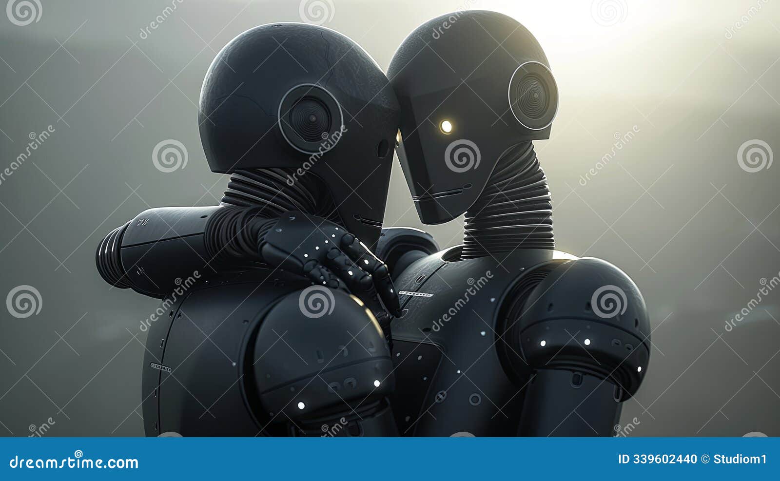 Two Robot Cyborgs Hugging Each Other. Robots Having Feelings and ...