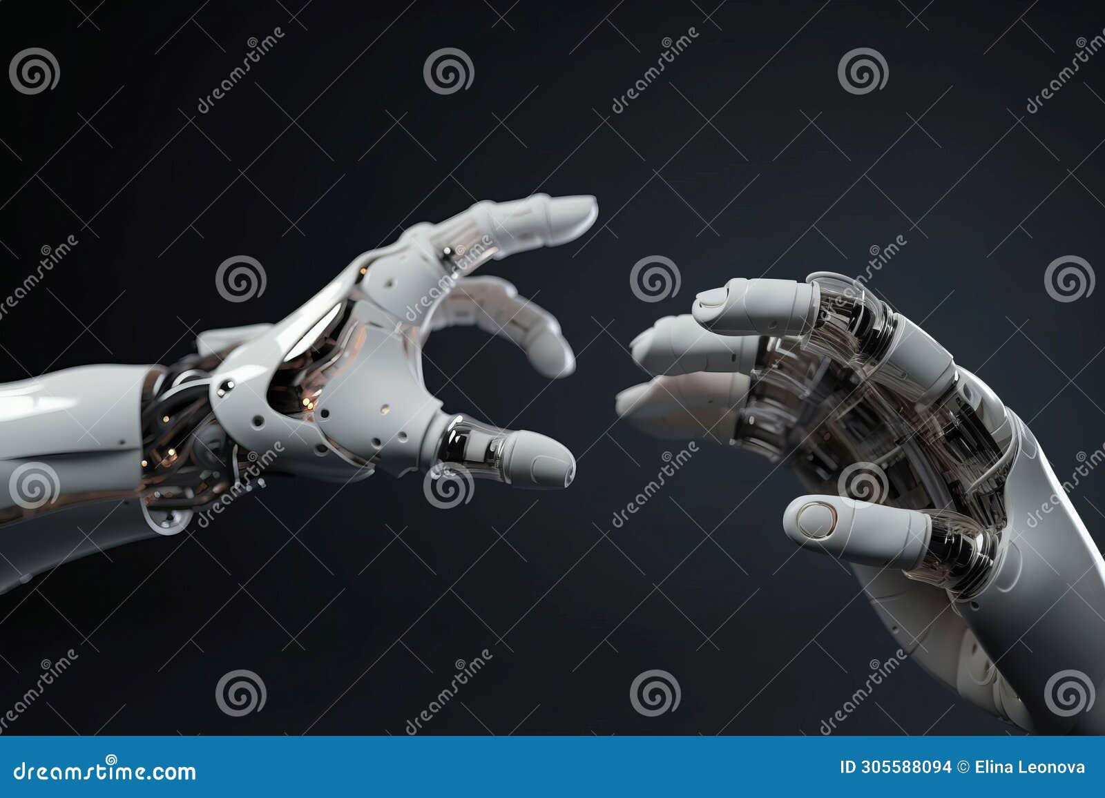 Two Robot Hands, Mechanic Cyborg. AI Generative. Engineering Stock ...