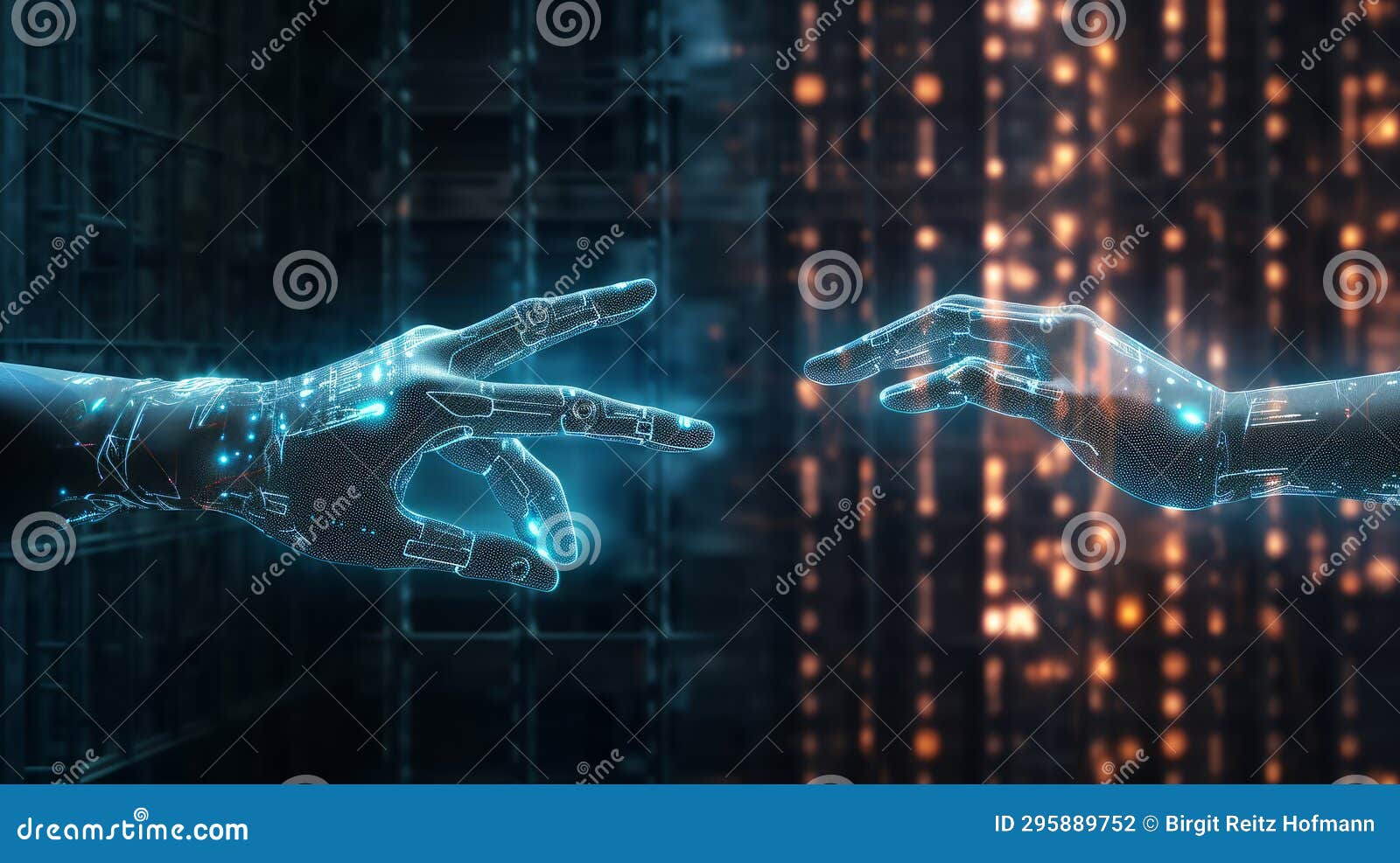 Two robot hands touching stock illustration. Illustration of concept ...