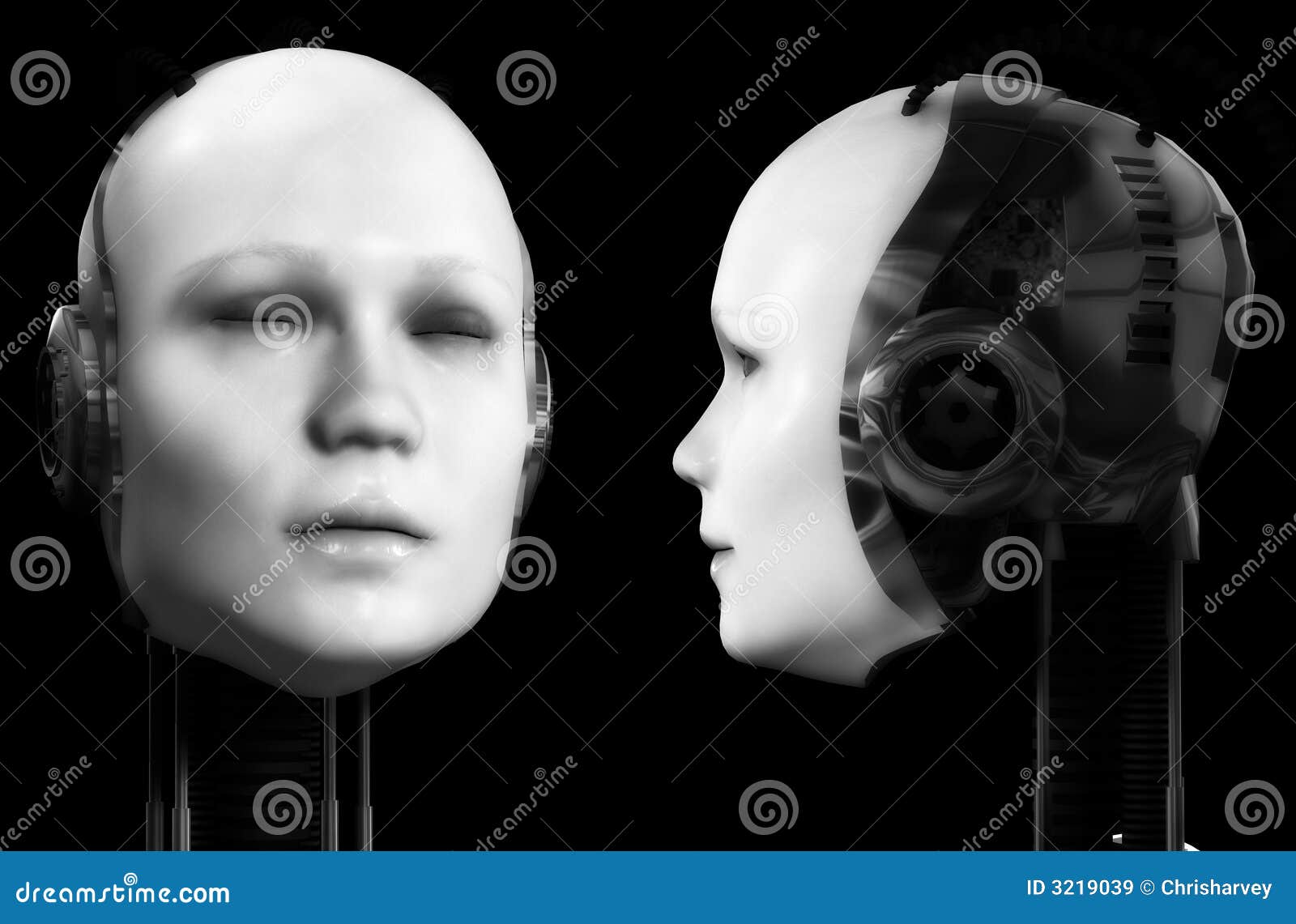 Two Robot Heads 2 stock illustration. Illustration of robot - 3219039