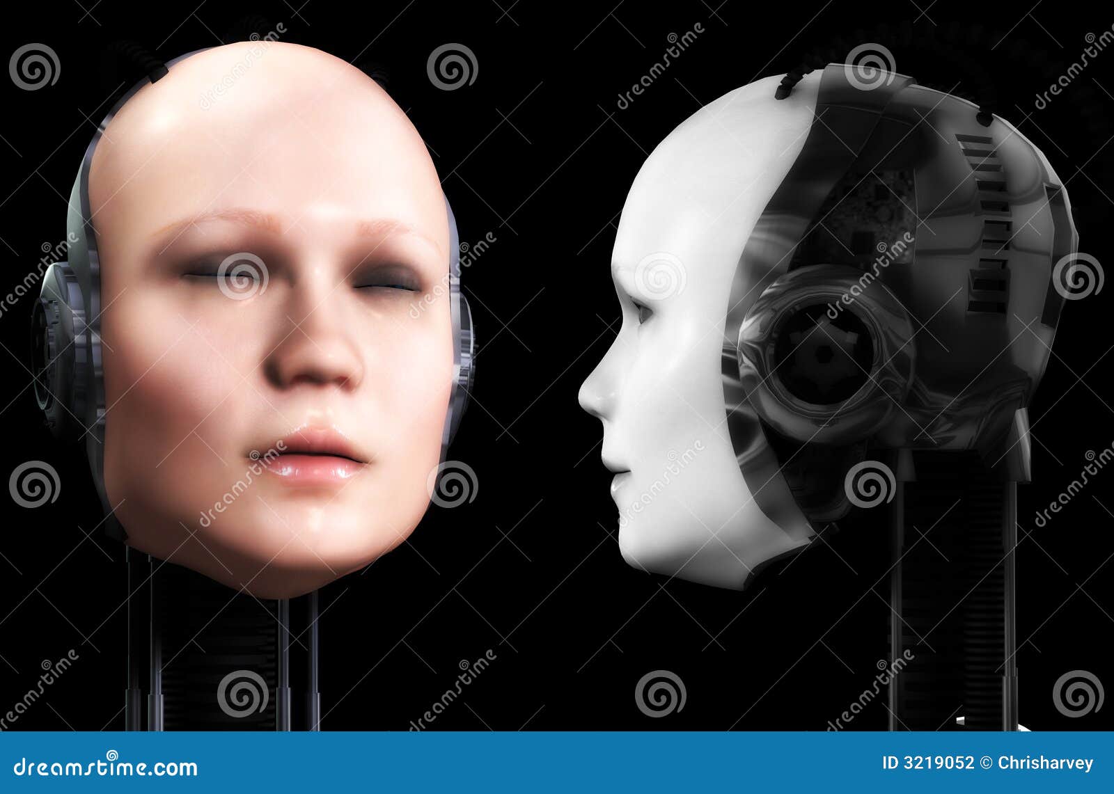 Two Robot Heads stock illustration. Illustration of head - 3219052