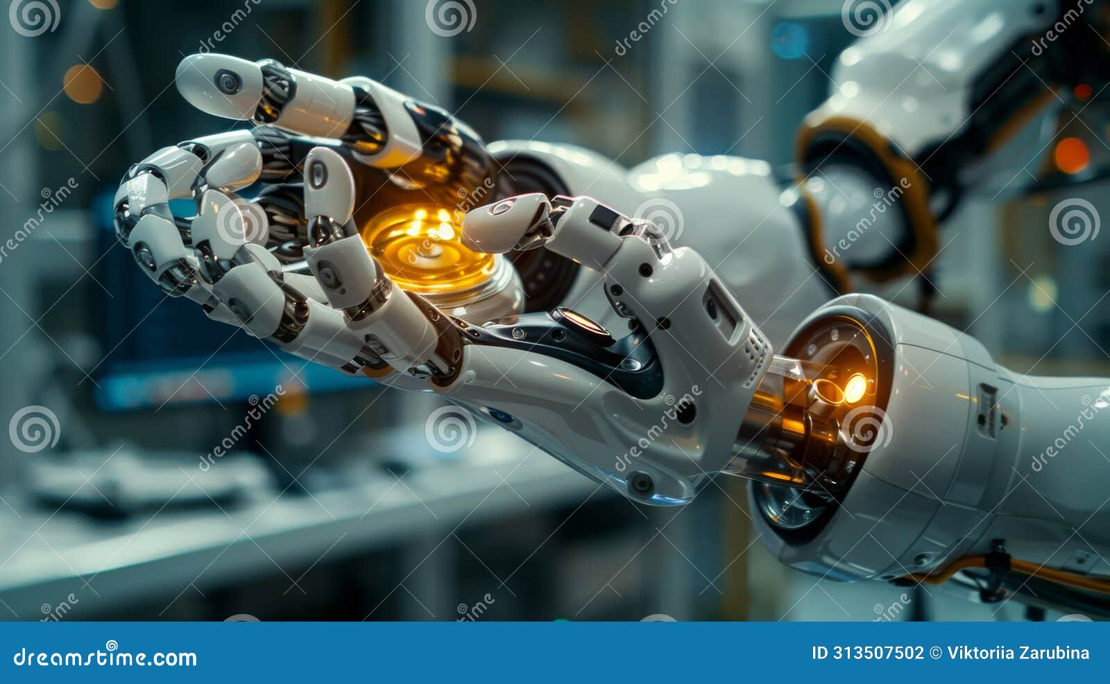 Two Robotic Arms AI Generated Stock Illustration - Illustration of ...