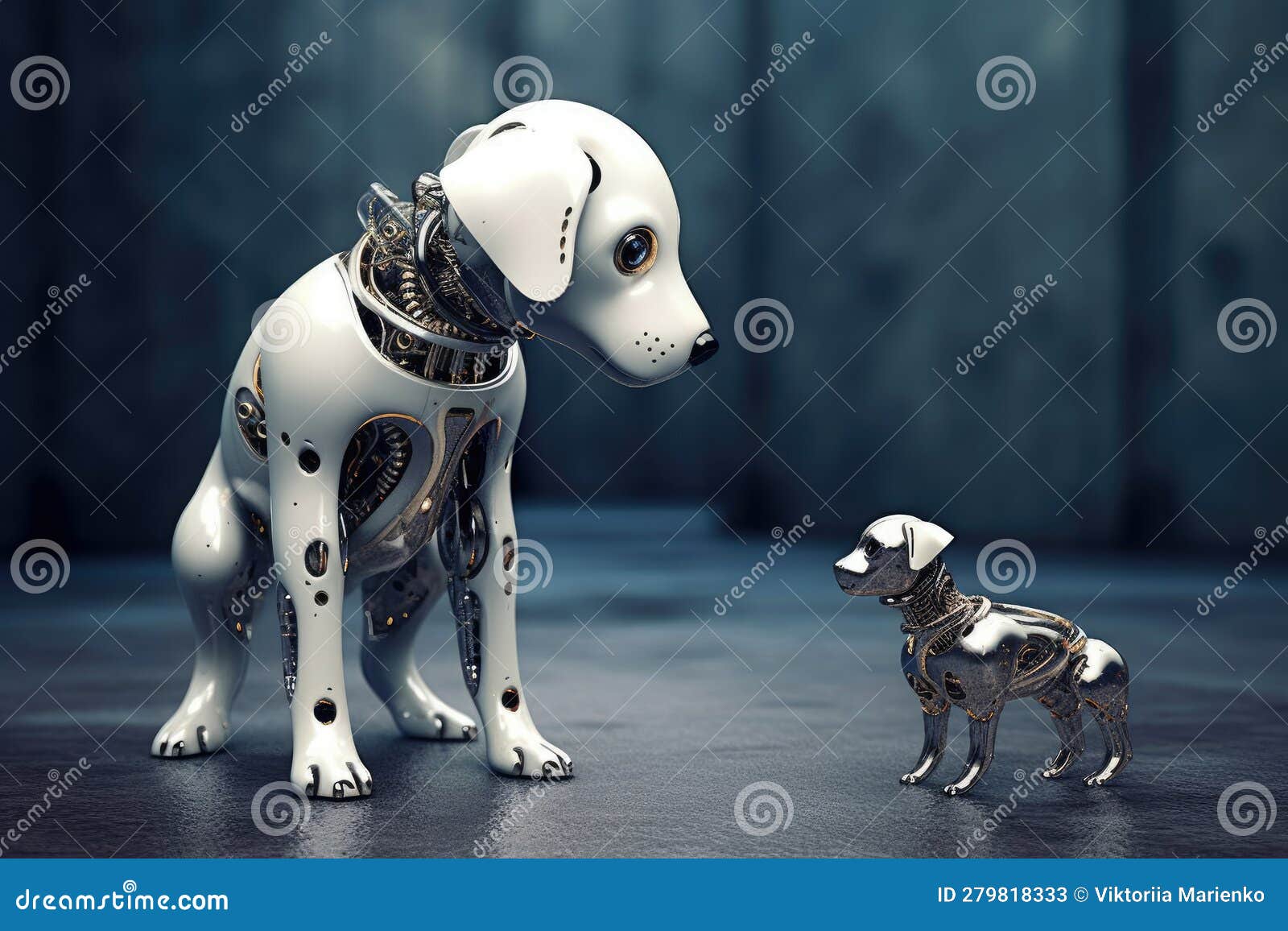 Two Robotic Dogs. the Concept of Artificial Intelligence Stock ...